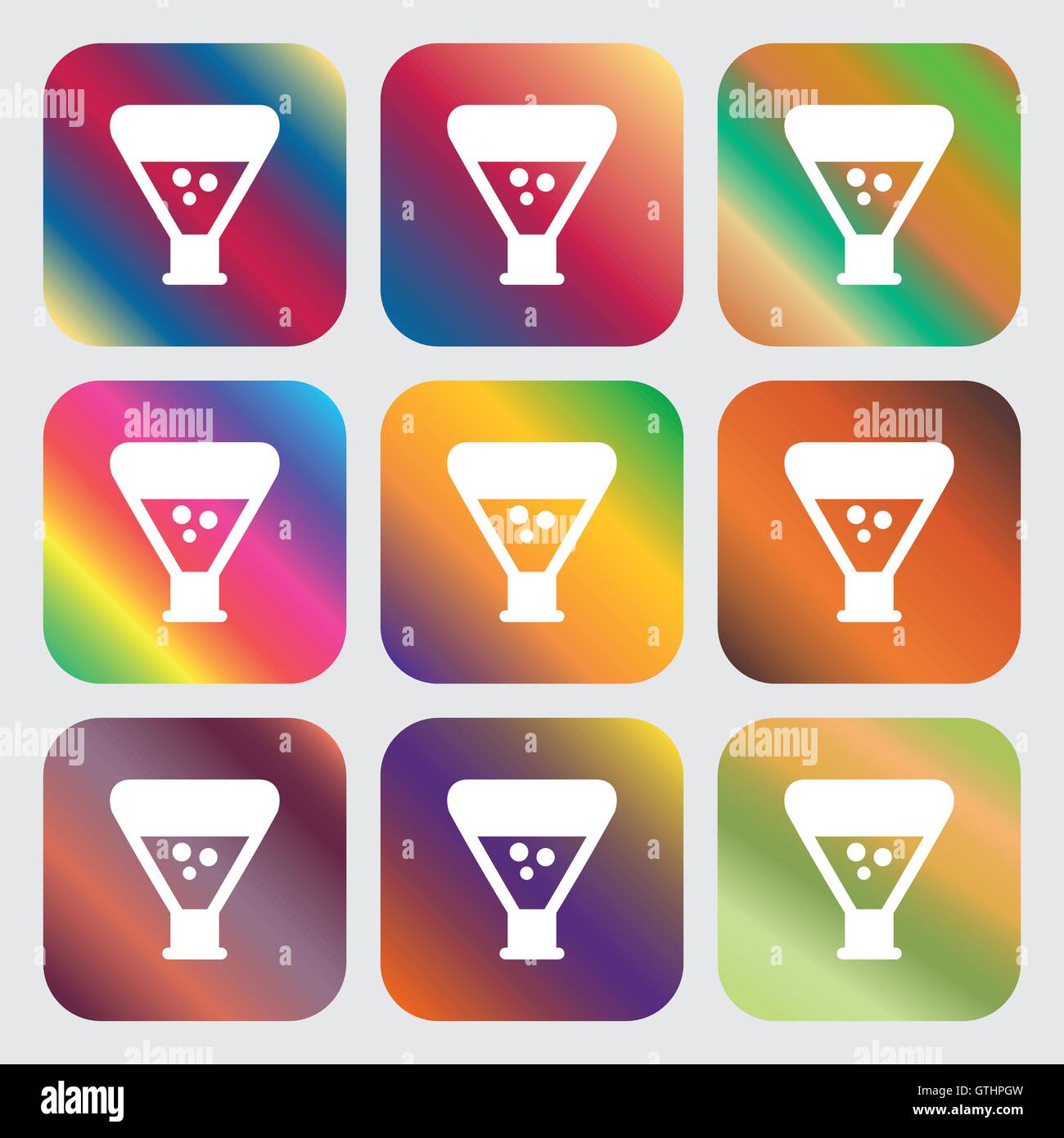 chemistry icon . Nine buttons with bright gradients for beautiful ...