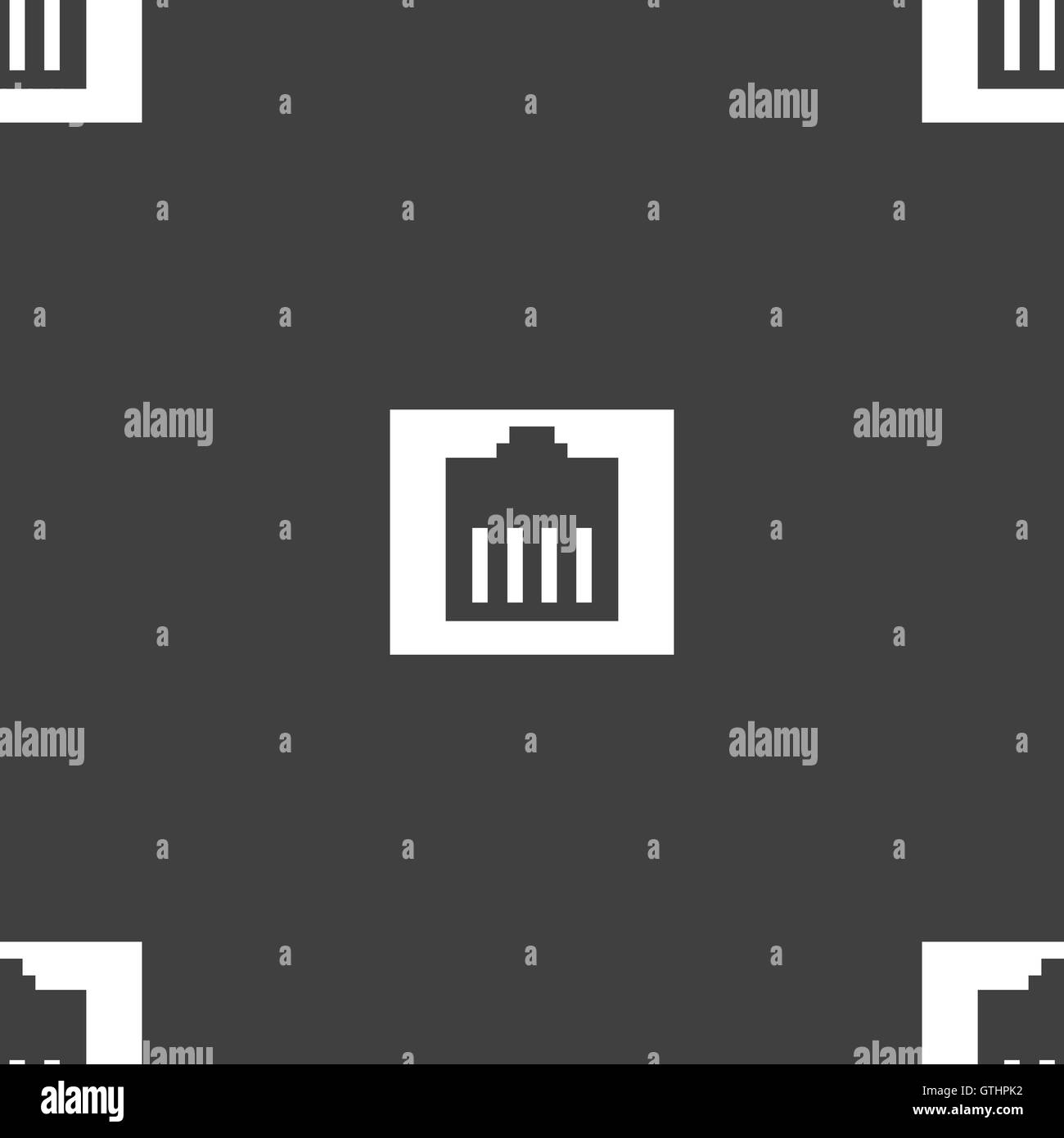Internet cable, RJ-45 icon sign. Seamless pattern on a gray background ...