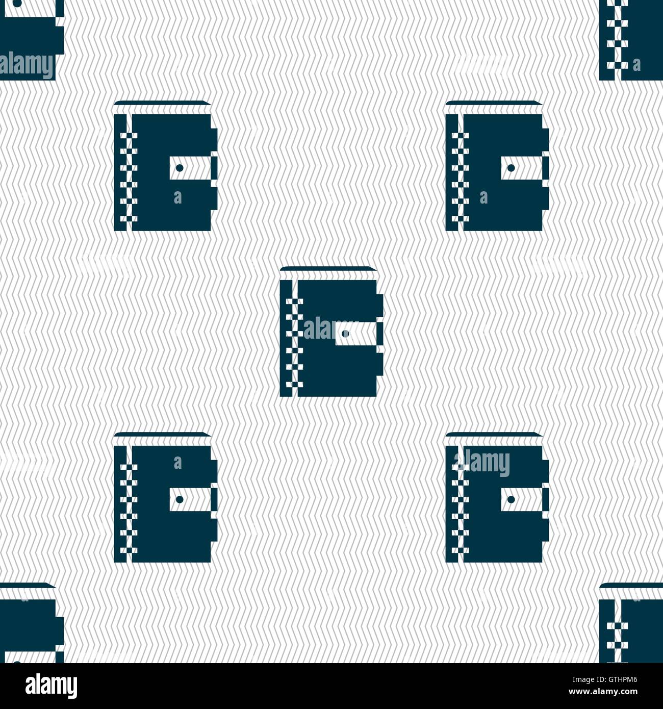 notebook icon sign. Seamless pattern with geometric texture. Vector ...