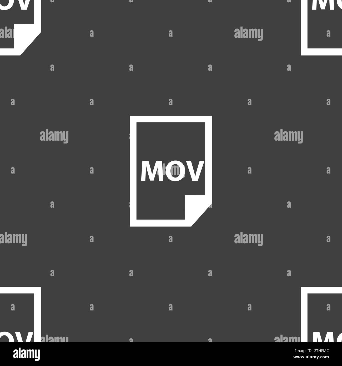 mov file format icon sign. Seamless pattern on a gray background ...