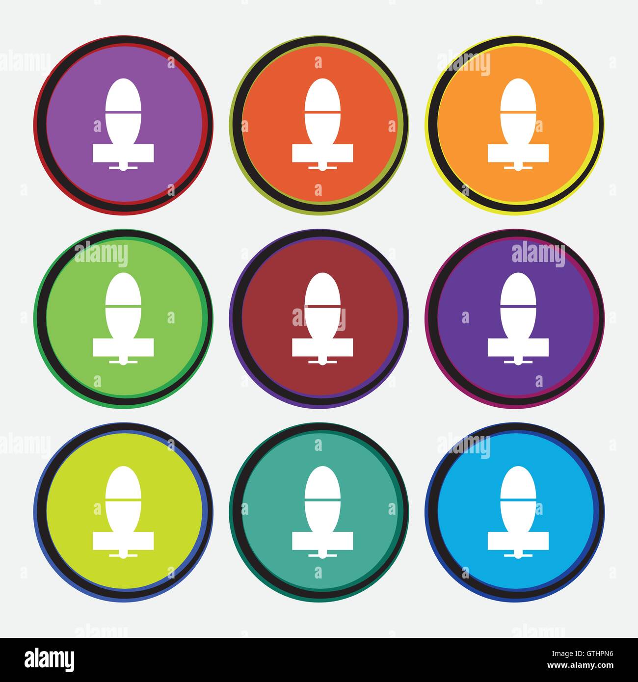 mortar mine icon sign. Nine multi colored round buttons. Vector Stock ...