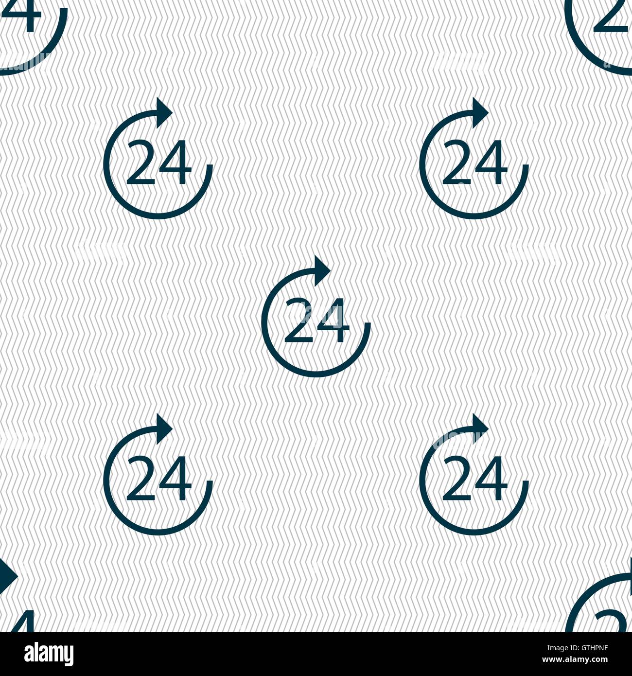 TIME 24 Icon sign. Seamless pattern with geometric texture. Vector ...
