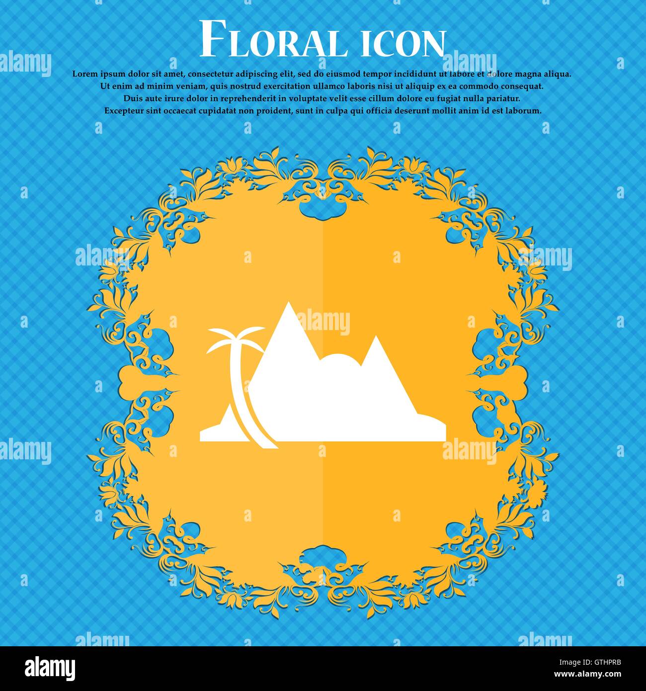 Mirage icon icon. Floral flat design on a blue abstract background with ...
