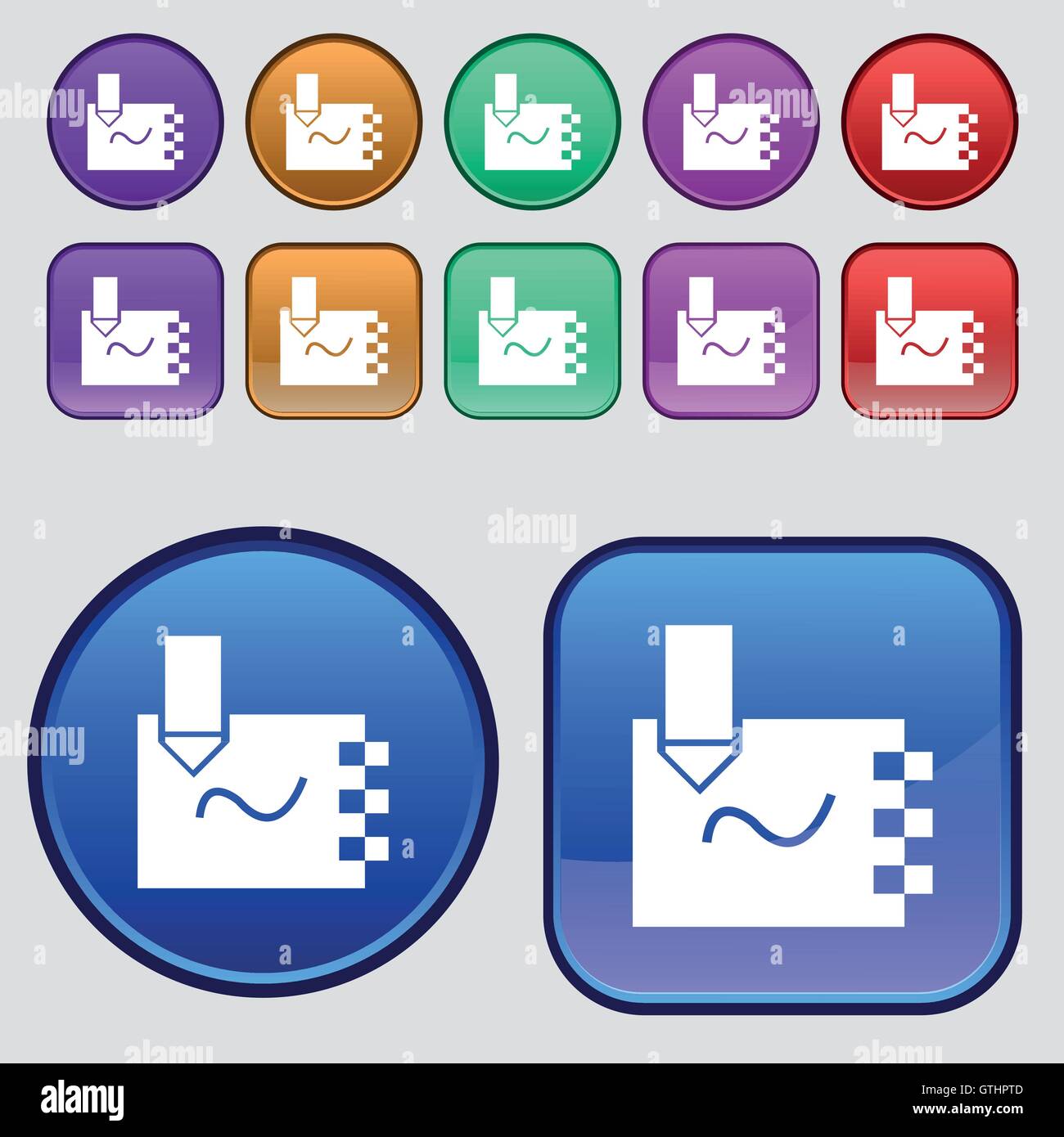 notebook Icon sign. A set of twelve vintage buttons for your design ...