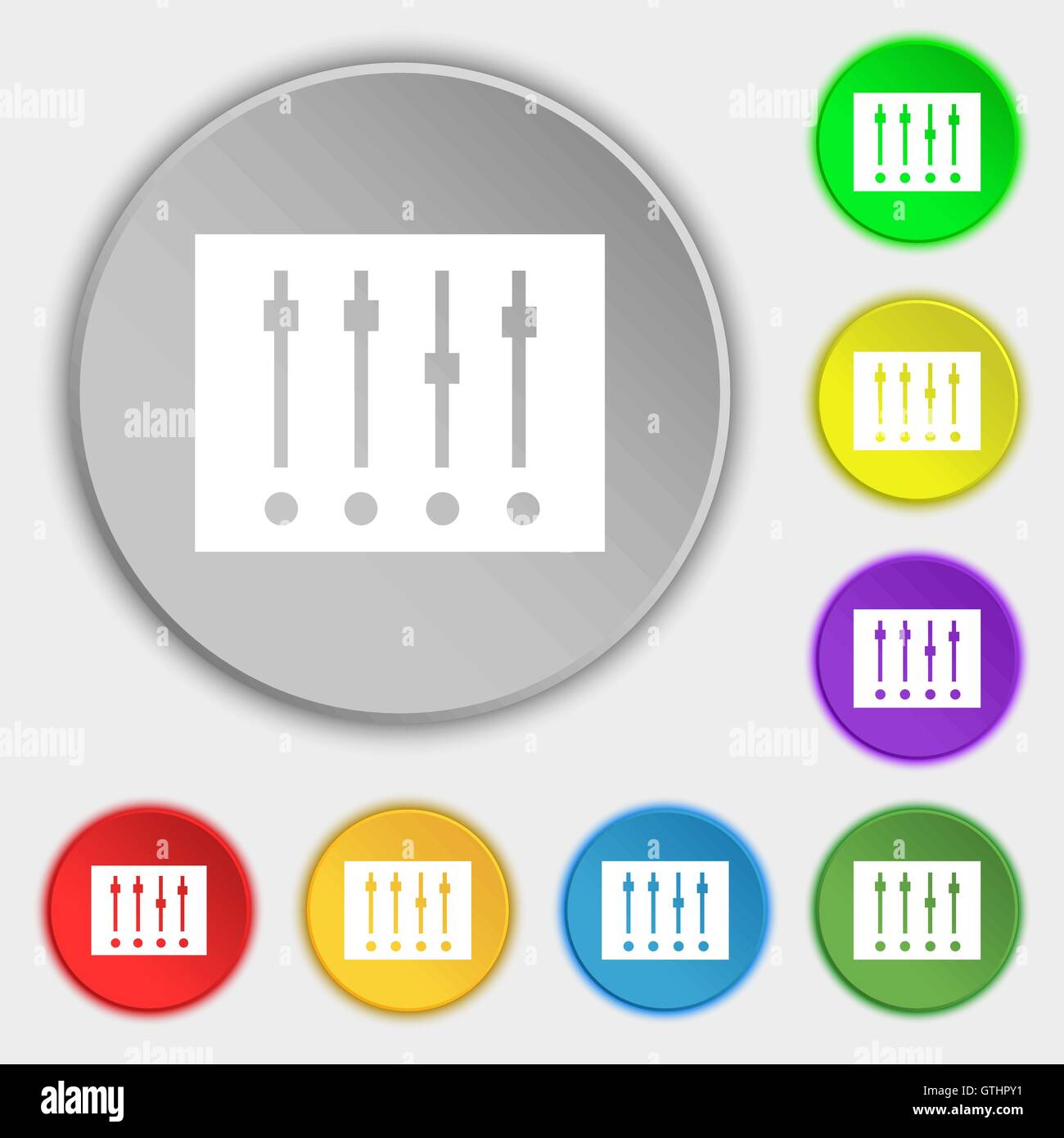 Equalizer icon sign. Symbol on eight flat buttons. Vector Stock Vector ...