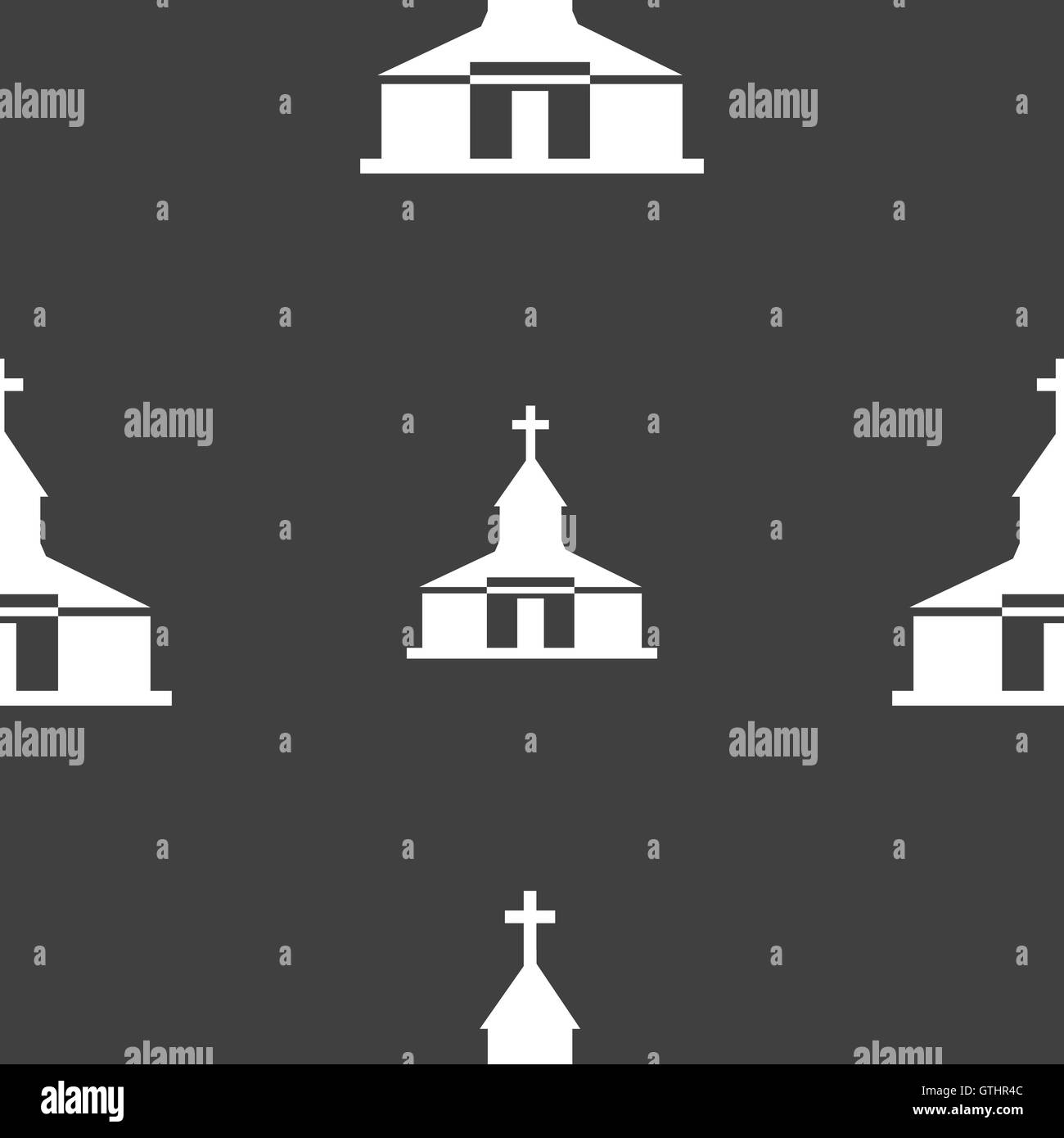 Church Icon sign. Seamless pattern on a gray background. Vector Stock ...