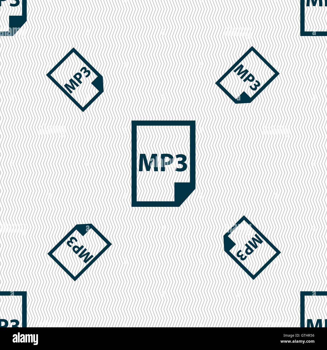 mp3 icon sign. Seamless pattern with geometric texture. Vector Stock ...
