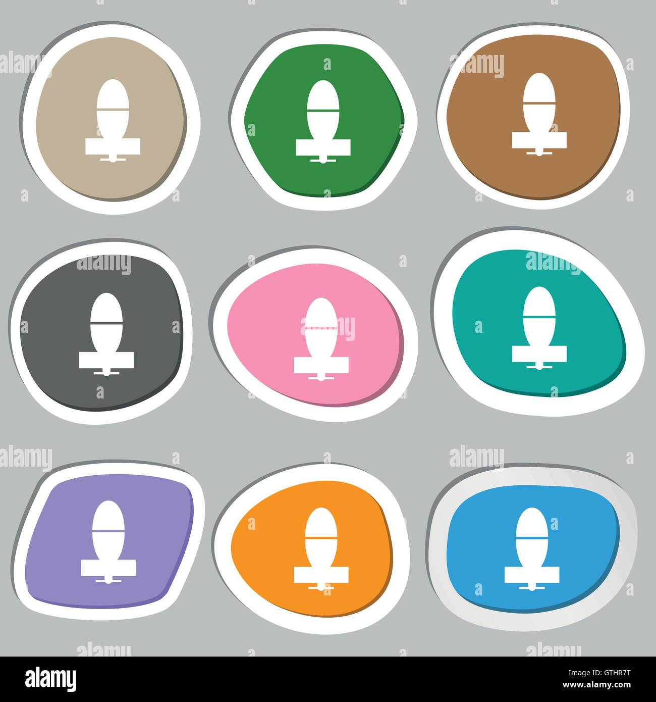mortar mine icon symbols. Multicolored paper stickers. Vector Stock ...