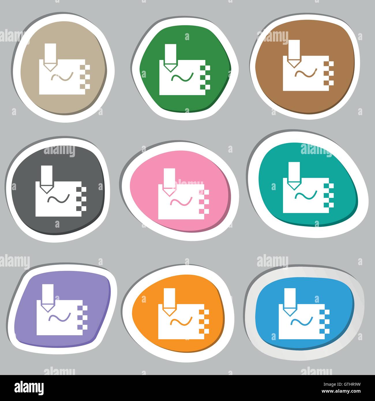 notebook Icon symbols. Multicolored paper stickers. Vector Stock Vector ...