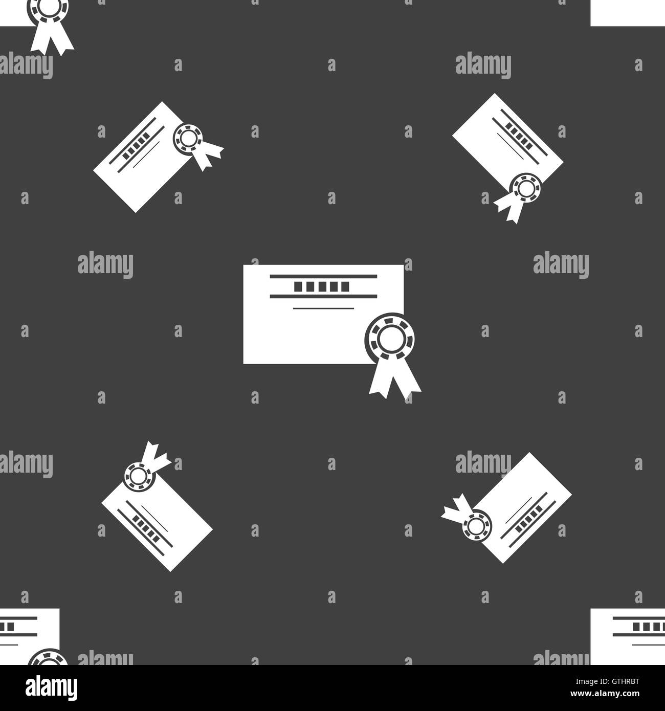 certificate icon sign. Seamless pattern on a gray background. Vector ...