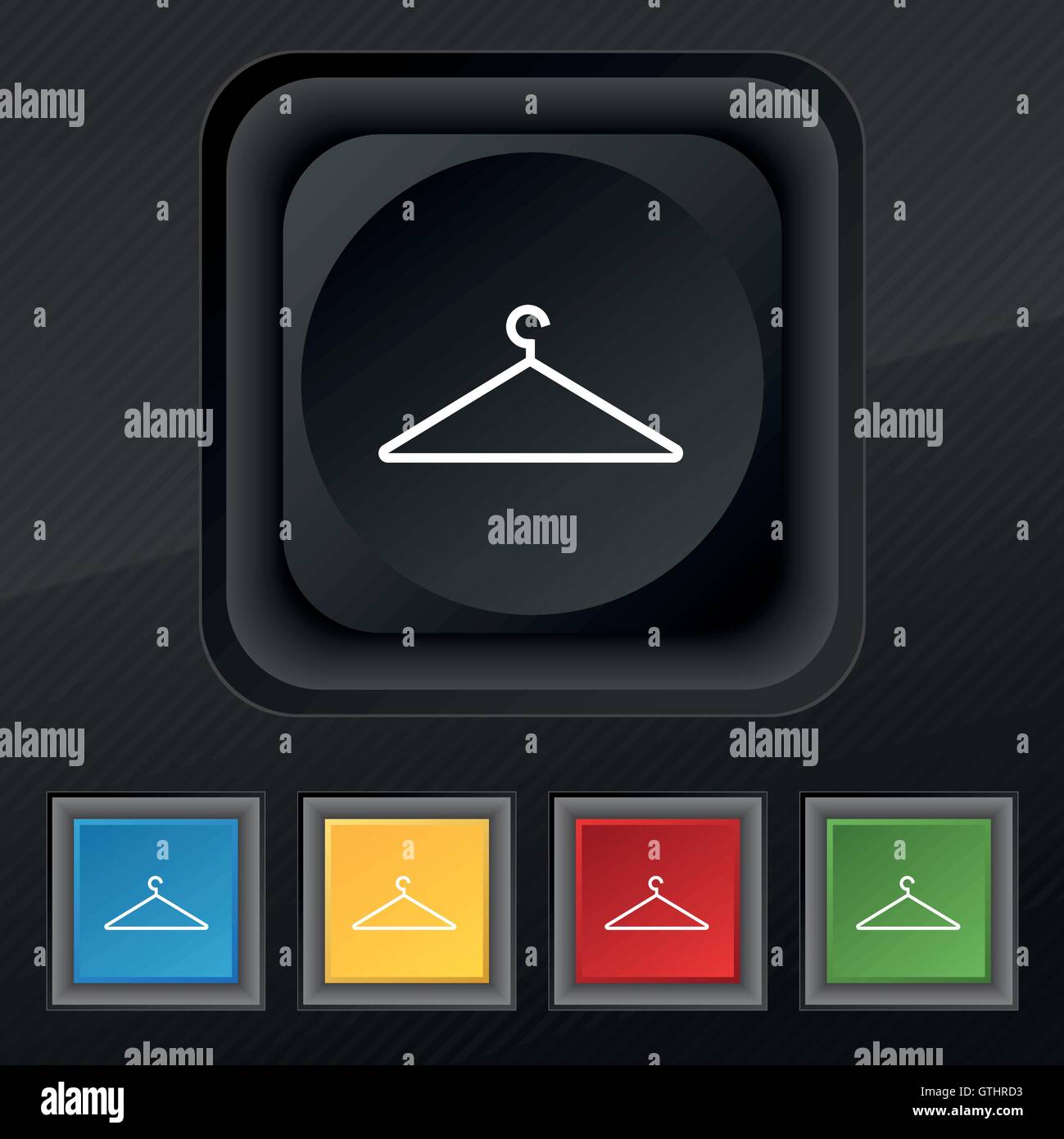 Clothes Hanger icon symbol. Set of five colorful, stylish buttons on ...