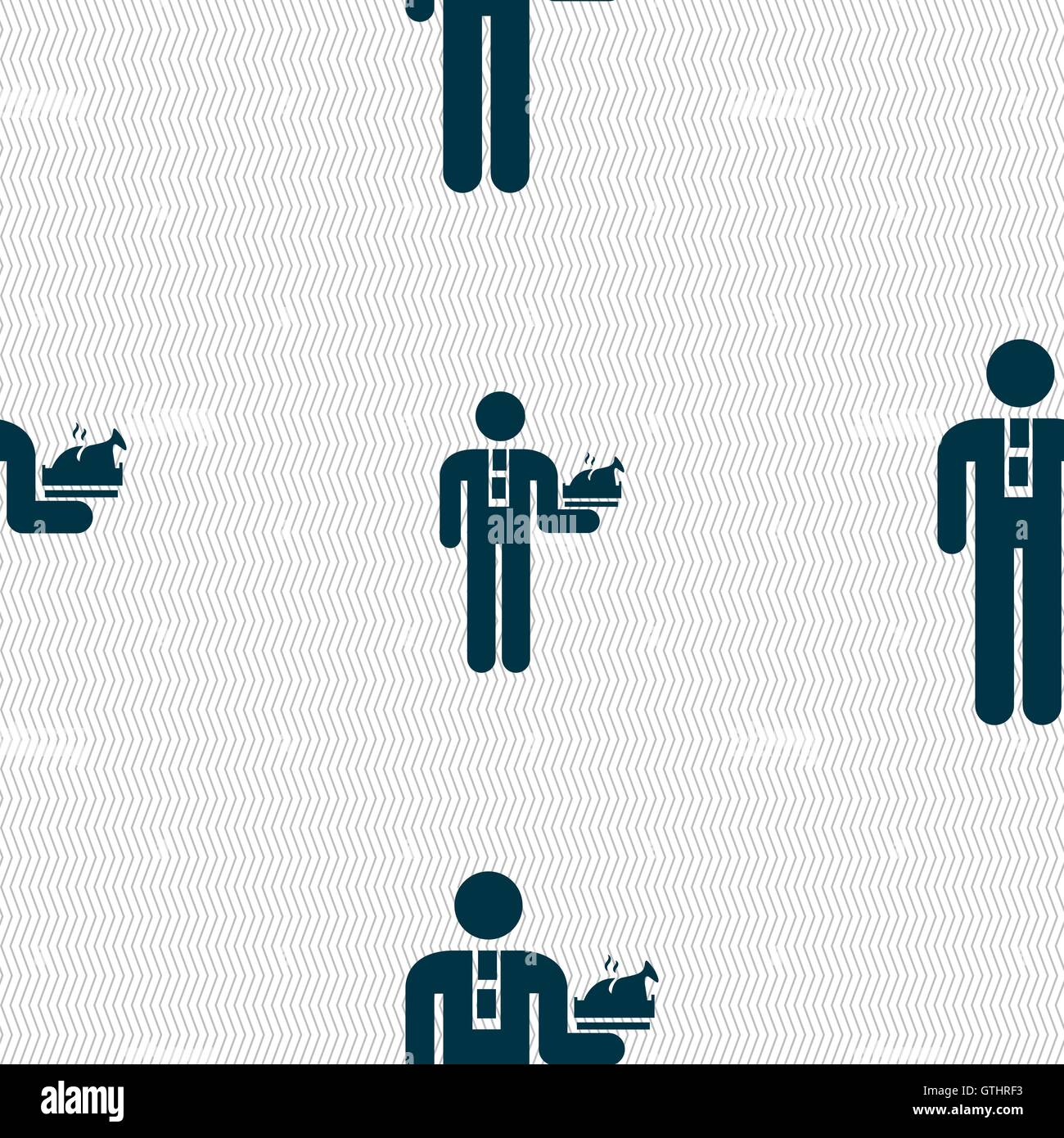 Waiter icon sign. Seamless pattern with geometric texture. Vector Stock ...