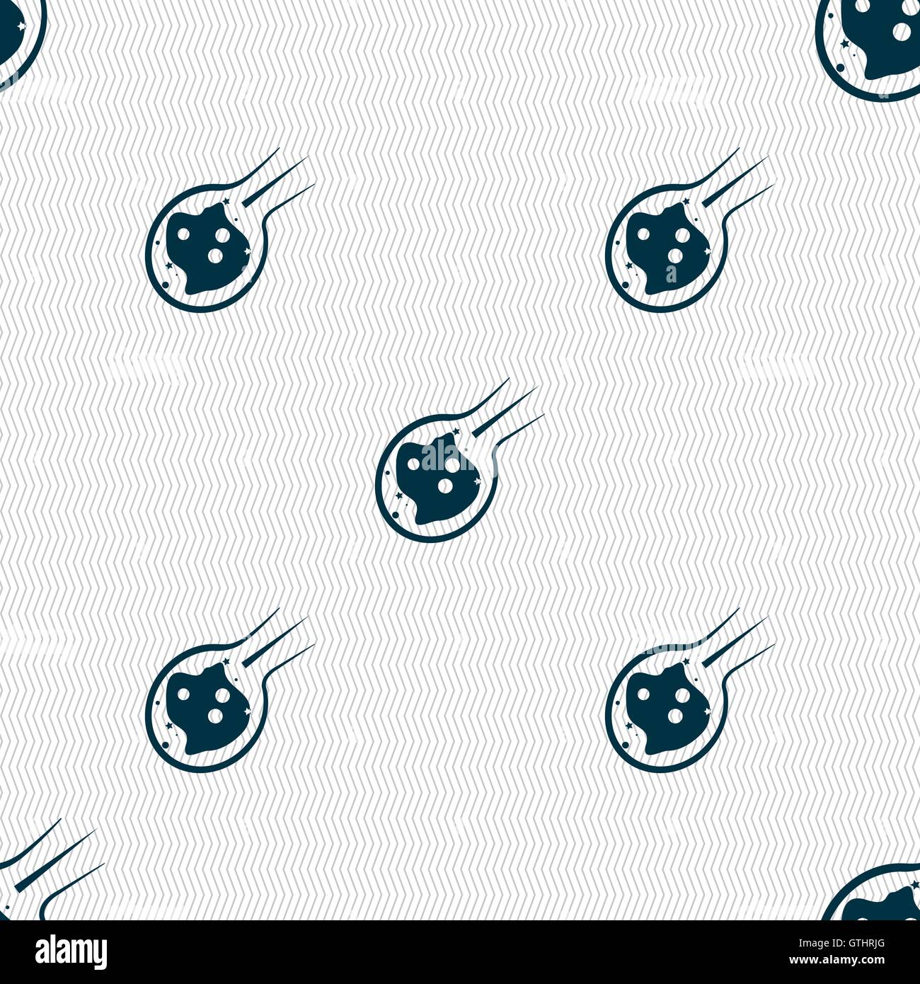 Flame meteorite icon sign. Seamless pattern with geometric texture ...