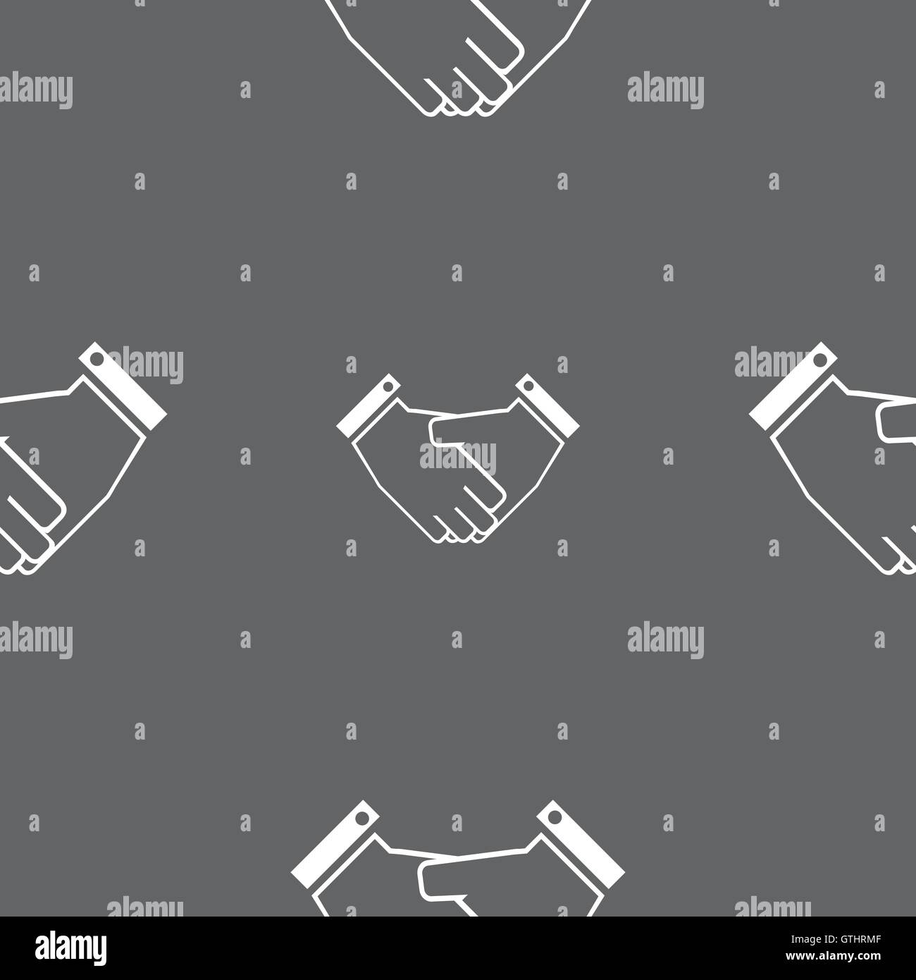 Handshake icon sign. Seamless pattern on a gray background. Vector ...