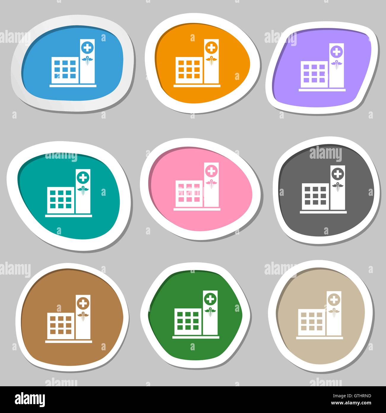 Hospital icon symbols. Multicolored paper stickers. Vector Stock Vector ...