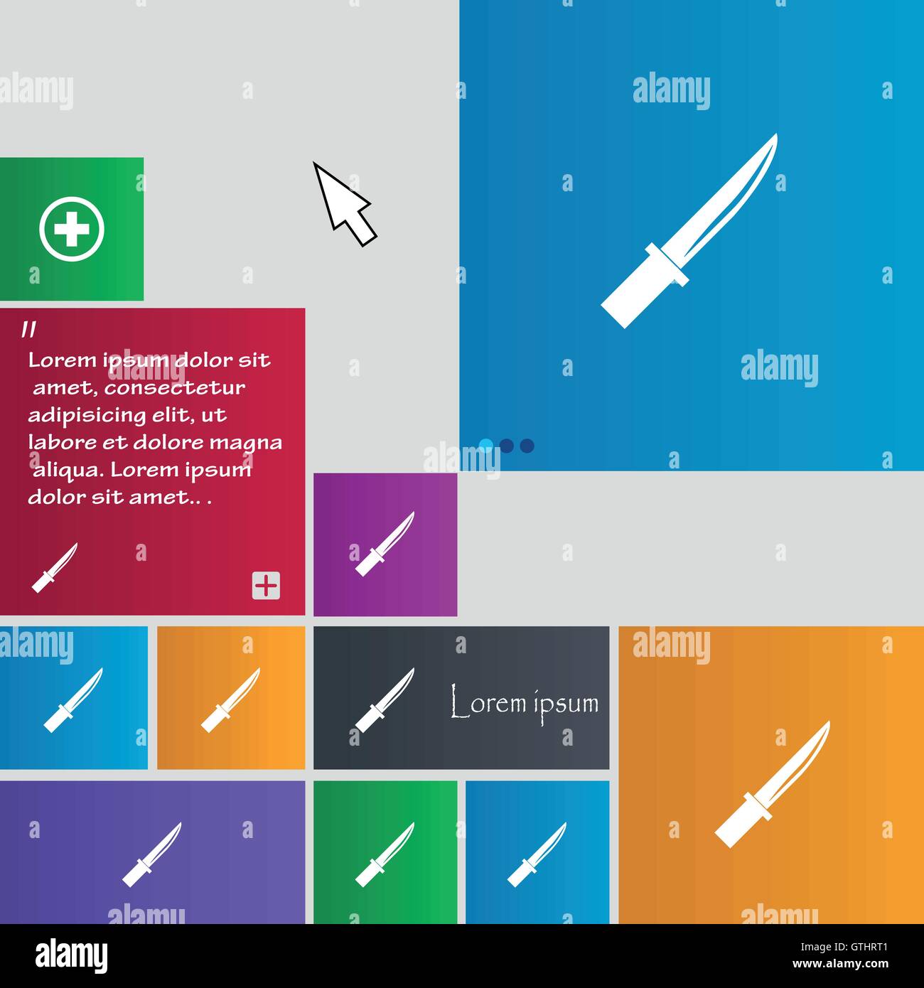 knife icon sign. buttons. Modern interface website buttons with cursor pointer. Vector Stock ...