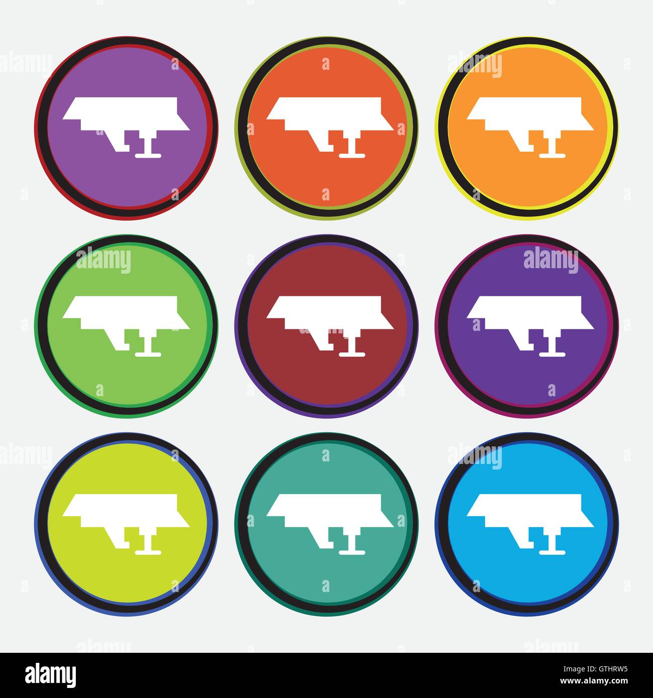 Ships, boats, cargo icon sign. Nine multi colored round buttons. Vector ...