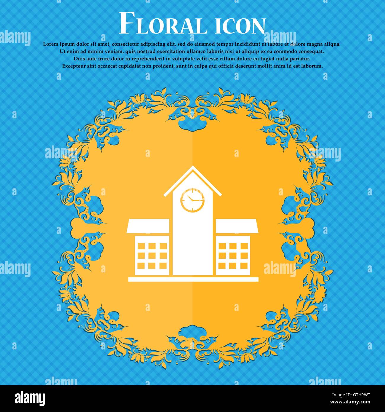 School Professional Icon icon. Floral flat design on a blue abstract ...