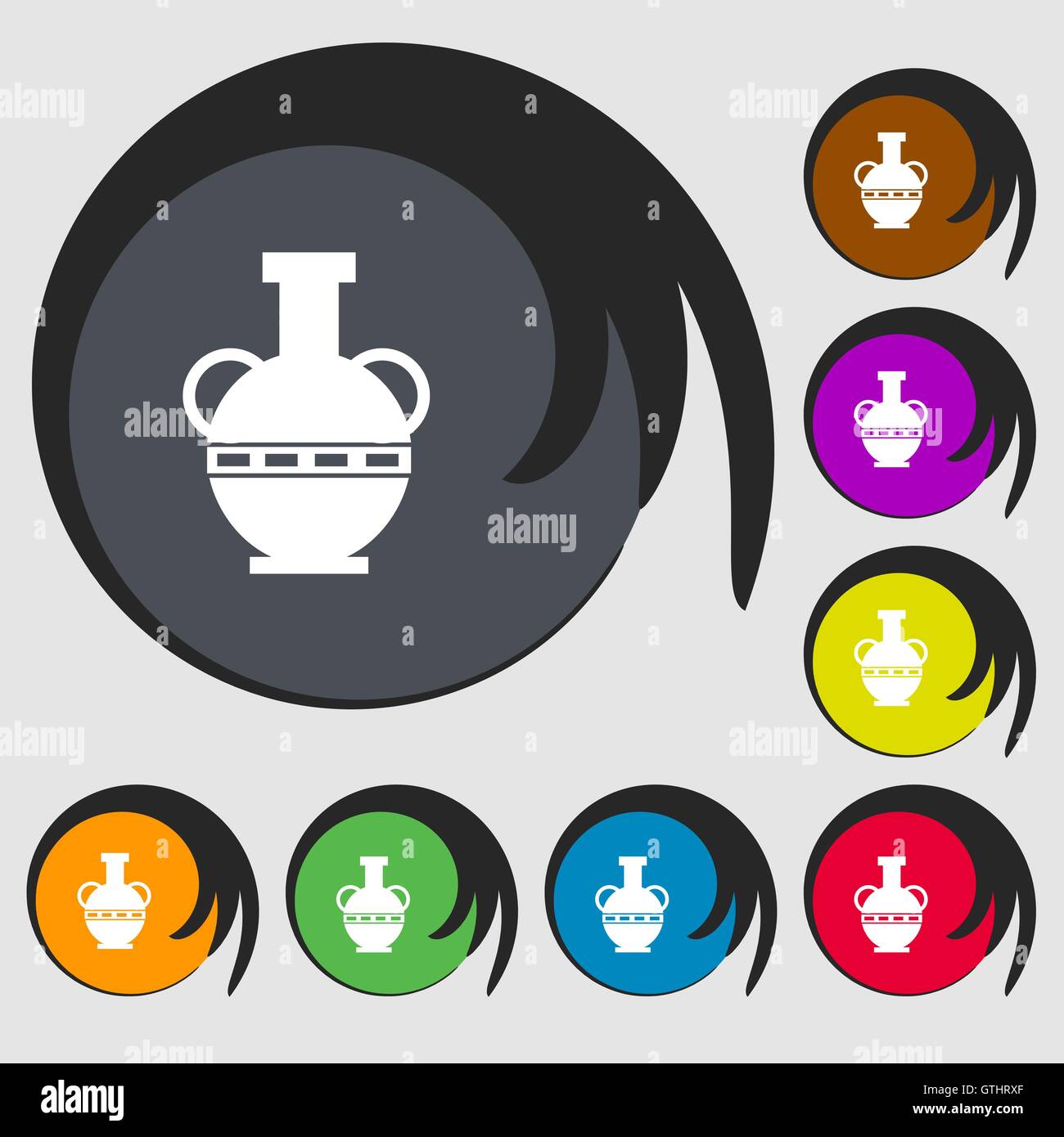 Amphora icon sign. Symbols on eight colored buttons. Vector Stock ...