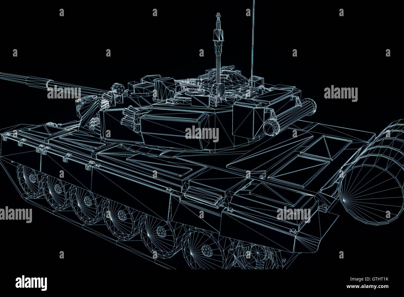 3D Tank Hologram Wireframe in Motion. Nice 3D Rendering Stock Photo - Alamy