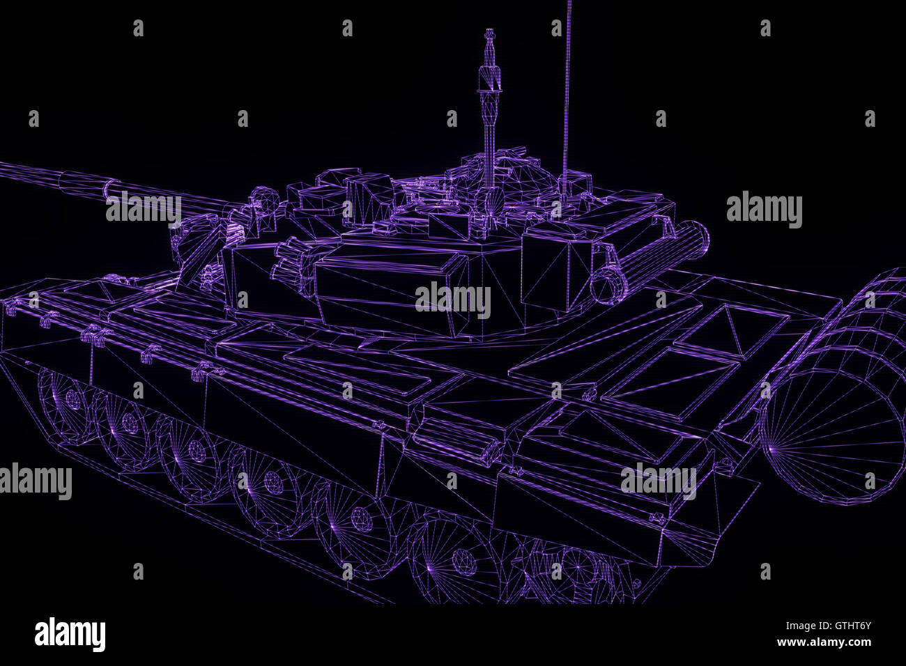 3D Tank Hologram Wireframe in Motion. Nice 3D Rendering Stock Photo - Alamy