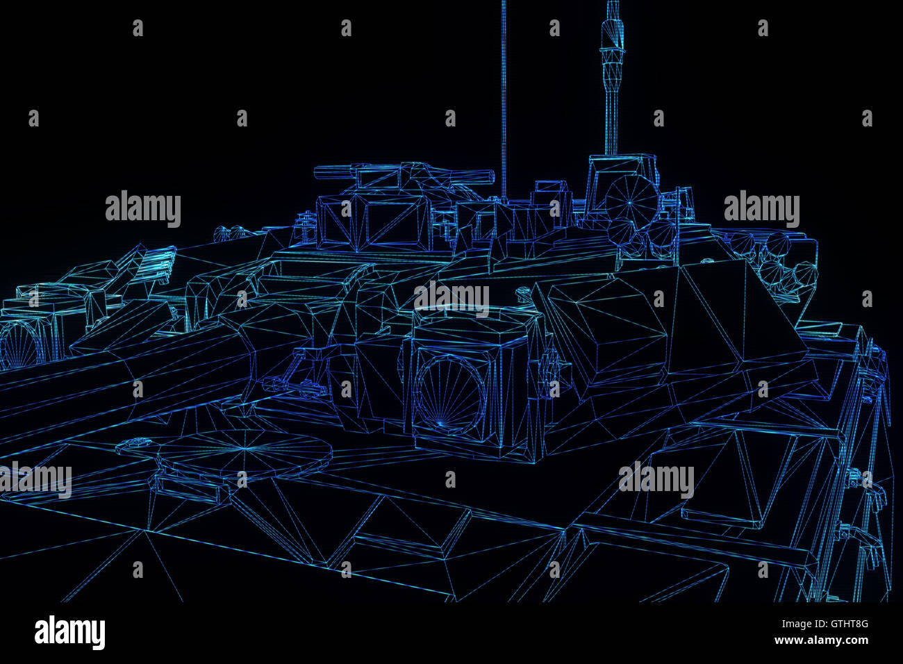 3D Tank Hologram Wireframe in Motion. Nice 3D Rendering Stock Photo - Alamy