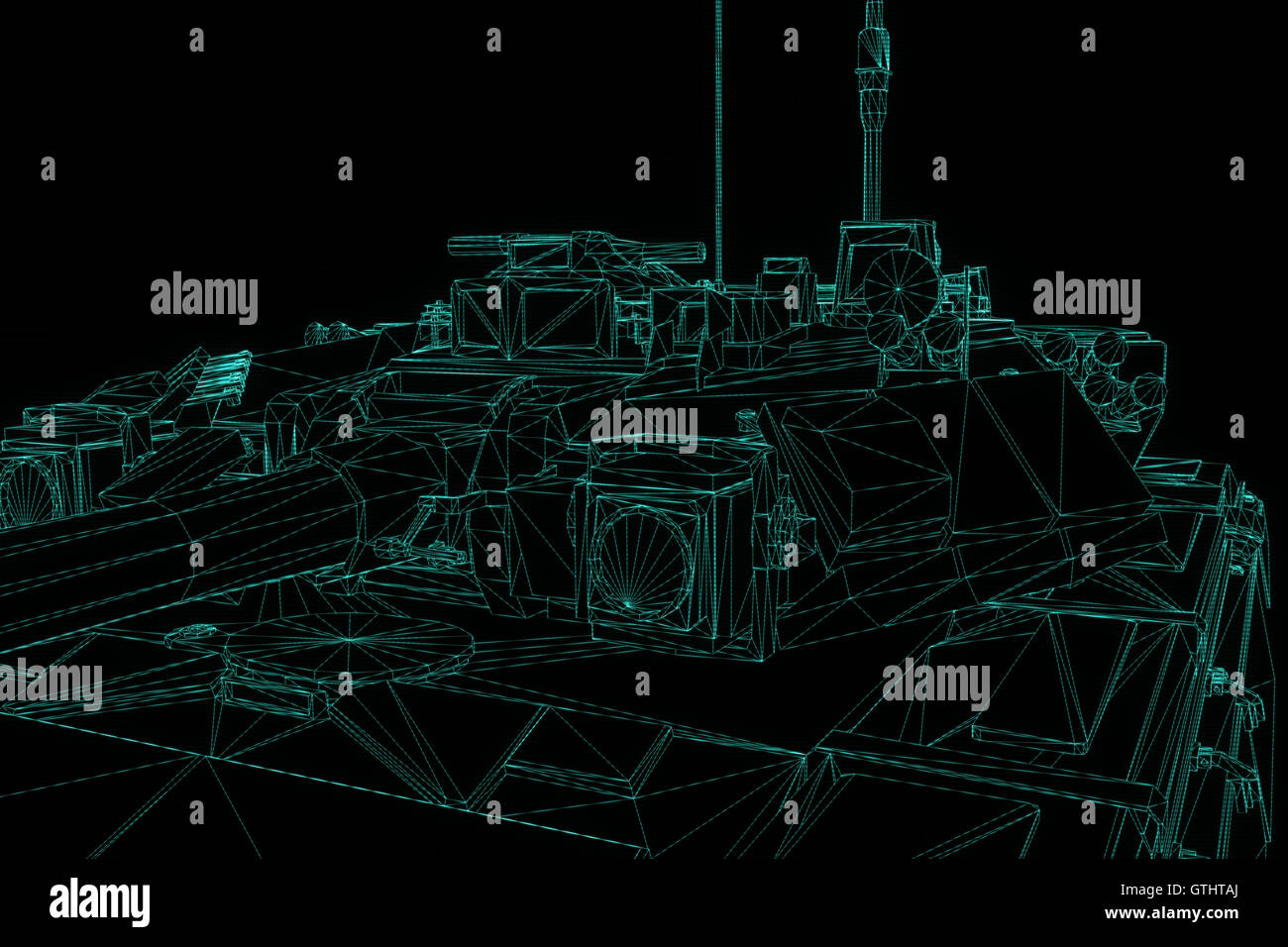 3D Tank Hologram Wireframe in Motion. Nice 3D Rendering Stock Photo - Alamy