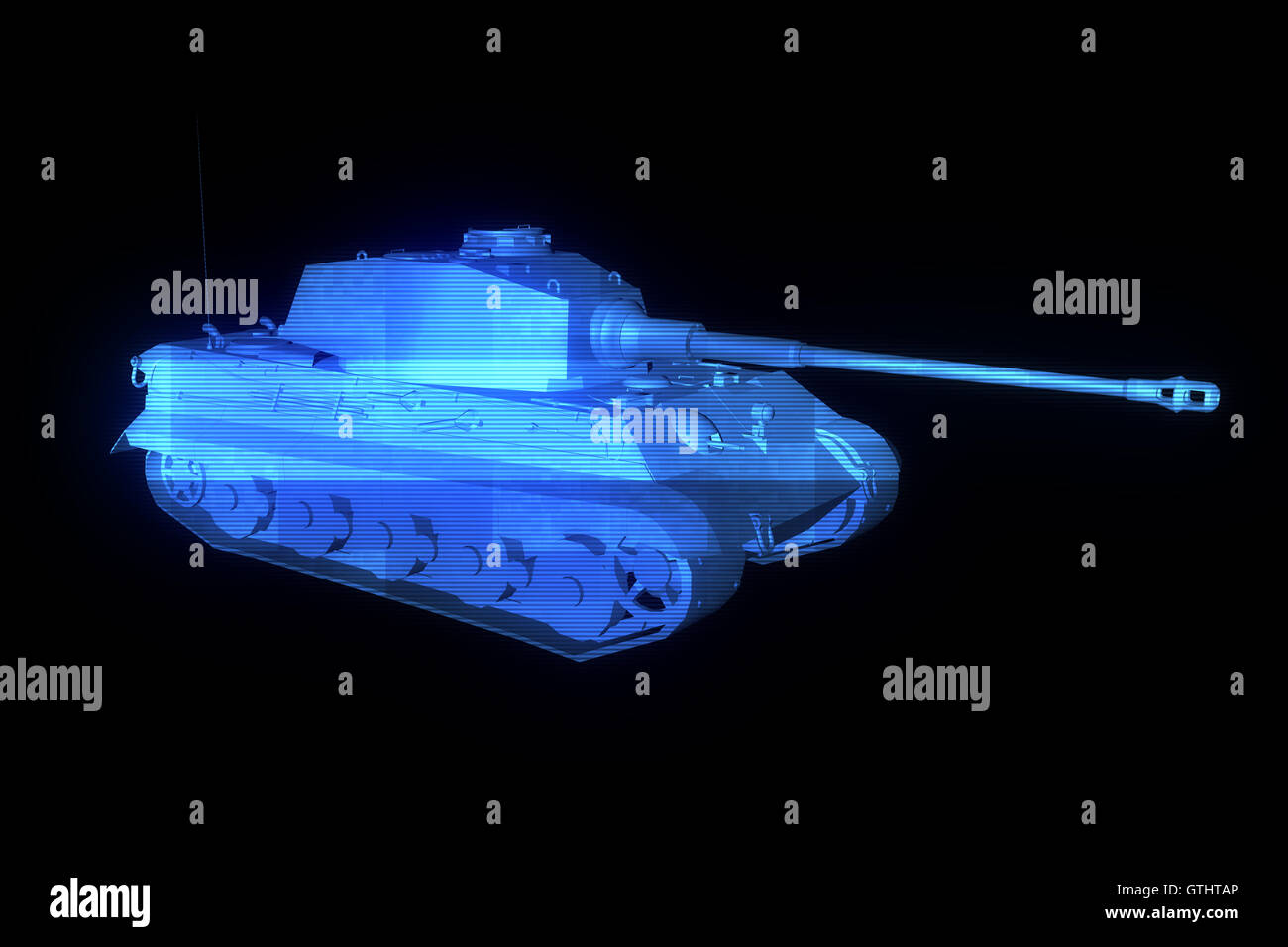 3D Tank Hologram Wireframe in Motion. Nice 3D Rendering Stock Photo - Alamy