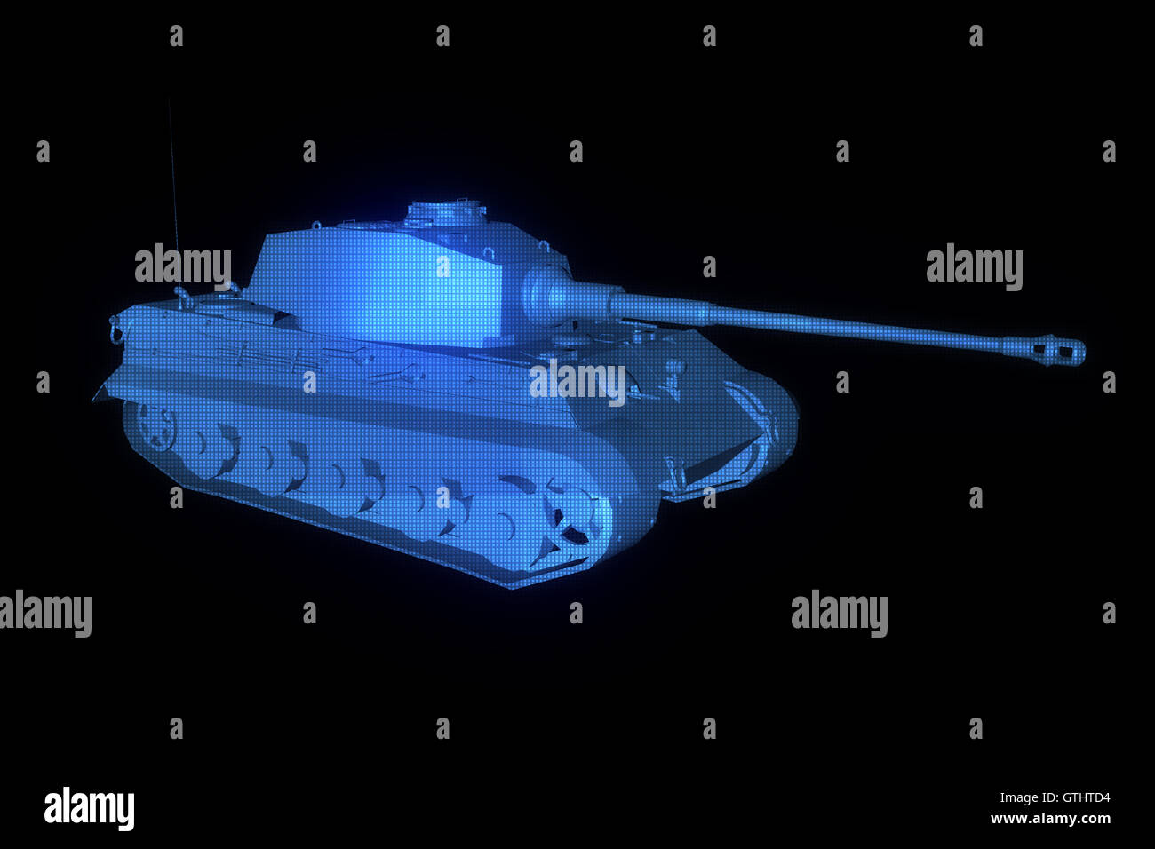 3D Tank Hologram Wireframe in Motion. Nice 3D Rendering Stock Photo - Alamy