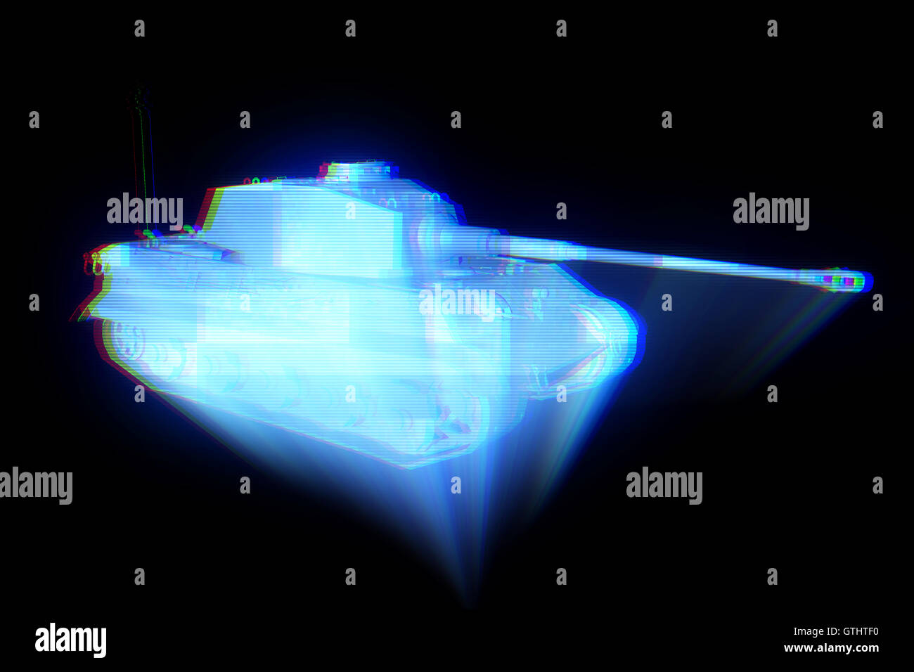 3D Tank Hologram Wireframe in Motion. Nice 3D Rendering Stock Photo - Alamy