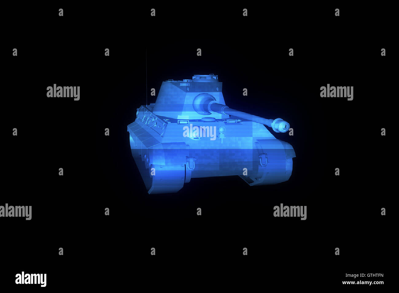 3D Tank Hologram Wireframe in Motion. Nice 3D Rendering Stock Photo - Alamy