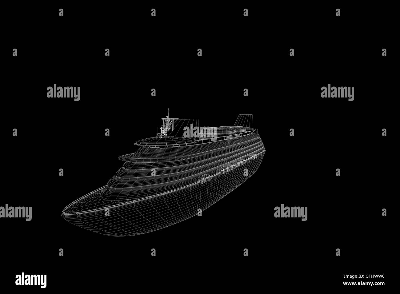 Ship Boat in Hologram Wireframe Style. Nice 3D Rendering Stock Photo ...