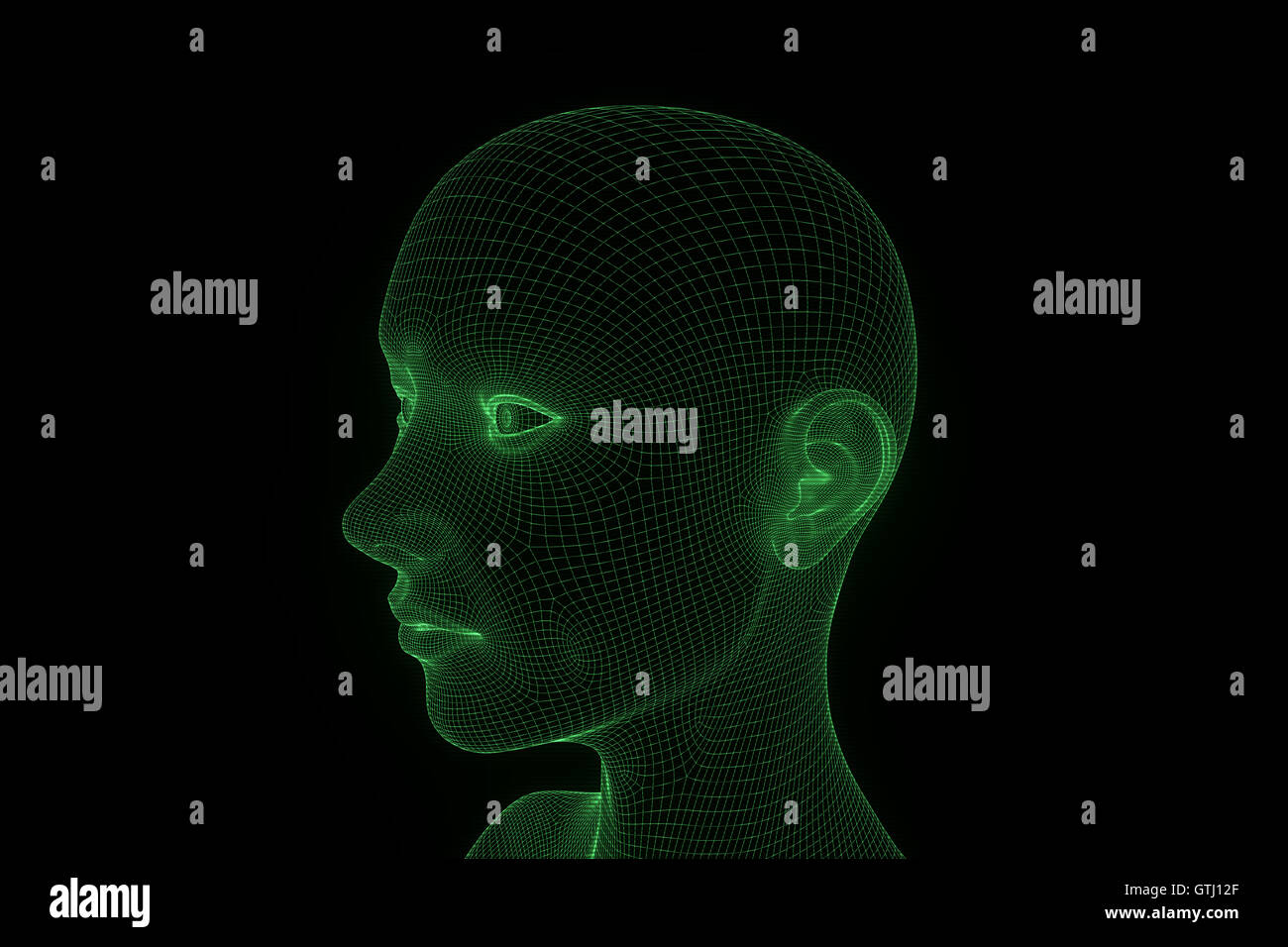 Human Wireframe Hologram in Motion. Nice 3D Rendering Stock Photo - Alamy