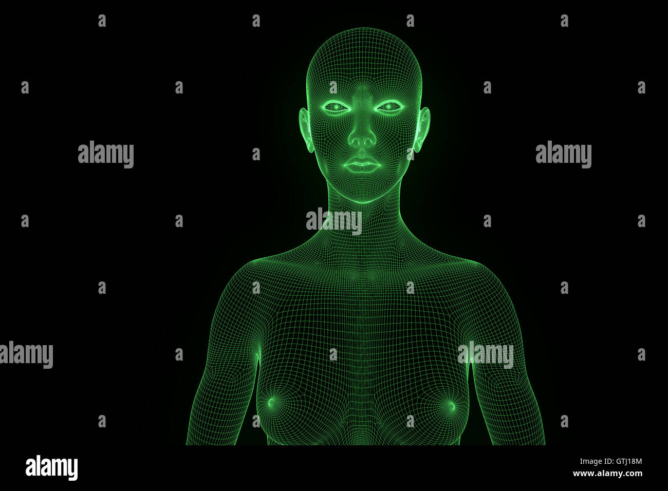 Human Wireframe Hologram in Motion. Nice 3D Rendering Stock Photo - Alamy