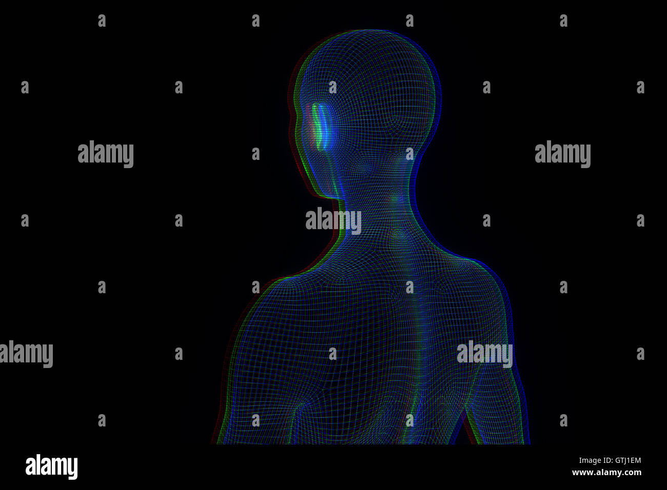 Human Wireframe Hologram in Motion. Nice 3D Rendering Stock Photo - Alamy