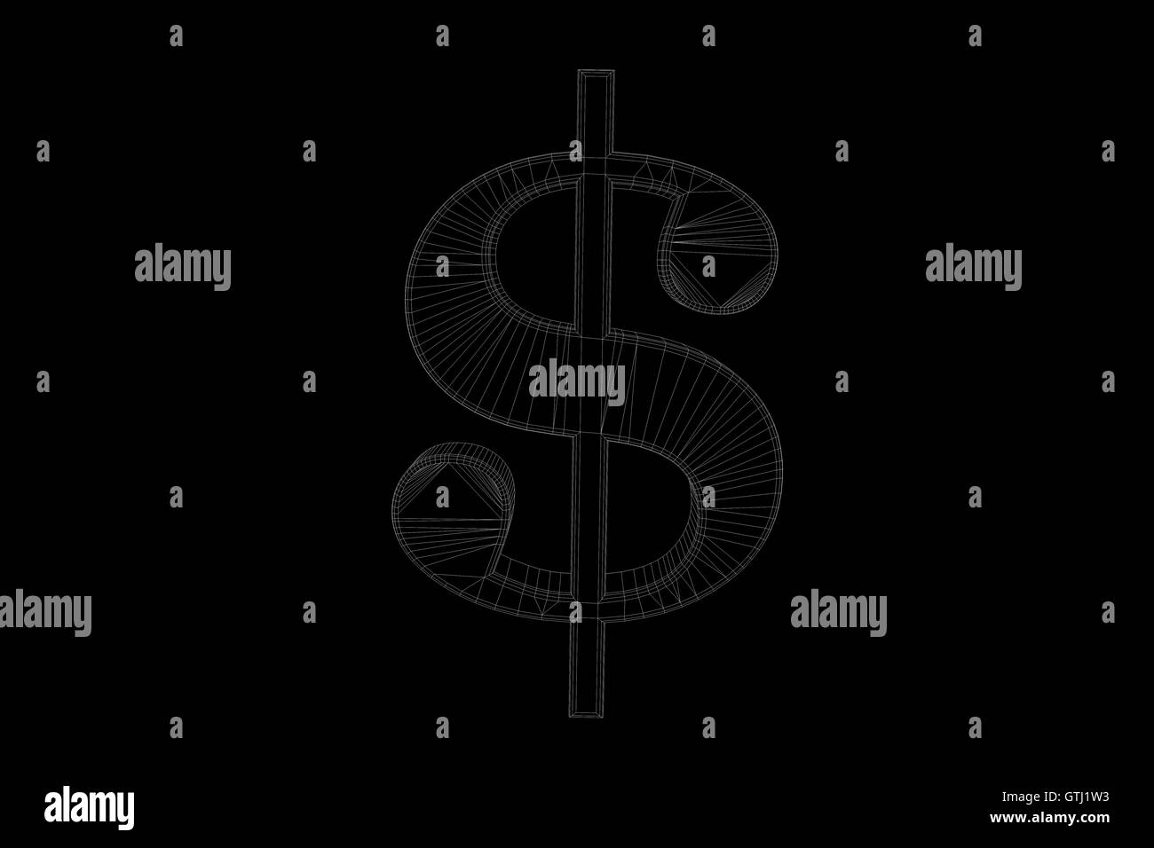 3D Dollar Sign in Wireframe Hologram Style. Nice 3D Rendering Stock ...