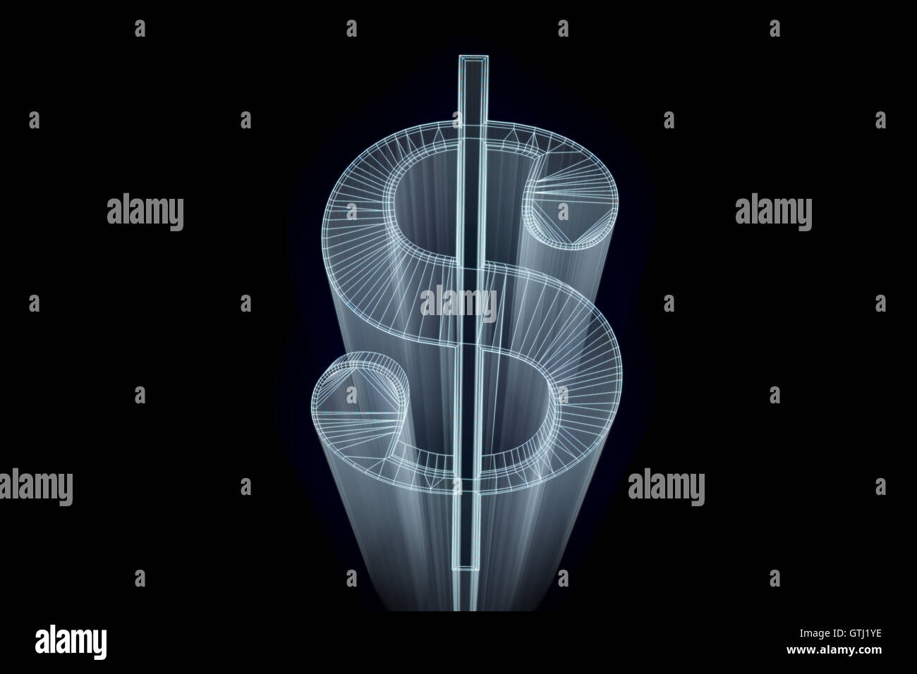 3D Dollar Sign in Wireframe Hologram Style. Nice 3D Rendering Stock ...