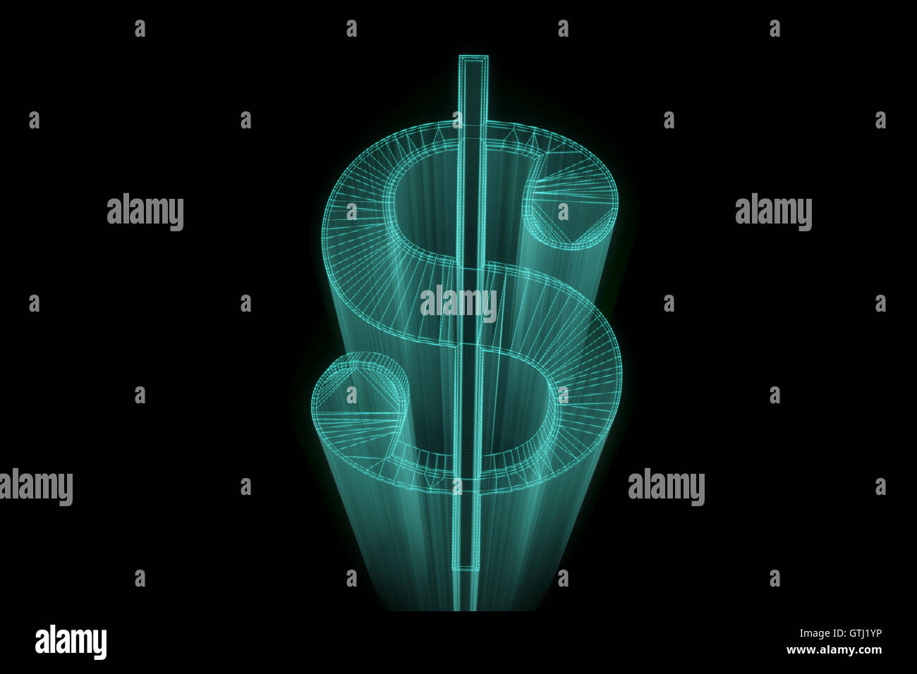 3D Dollar Sign in Wireframe Hologram Style. Nice 3D Rendering Stock ...