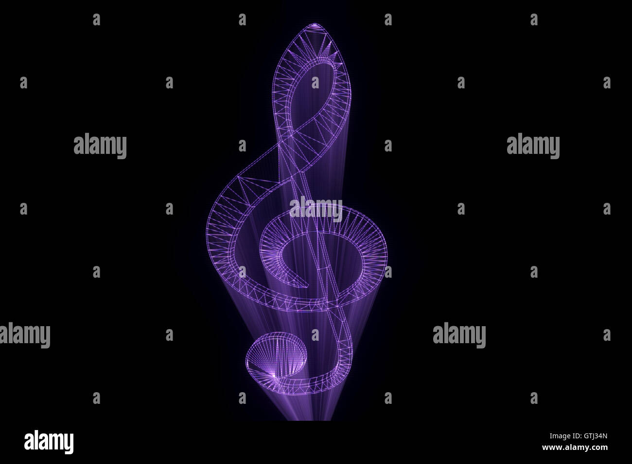 3D Music Note in Wireframe Hologram Style. Nice 3D Rendering Stock ...