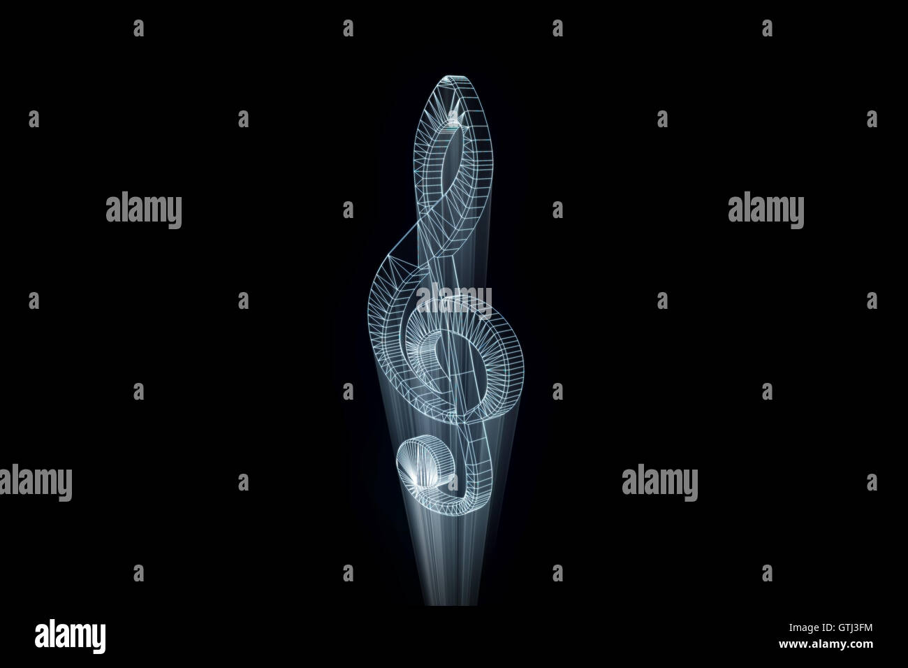 3D Music Note in Wireframe Hologram Style. Nice 3D Rendering Stock ...