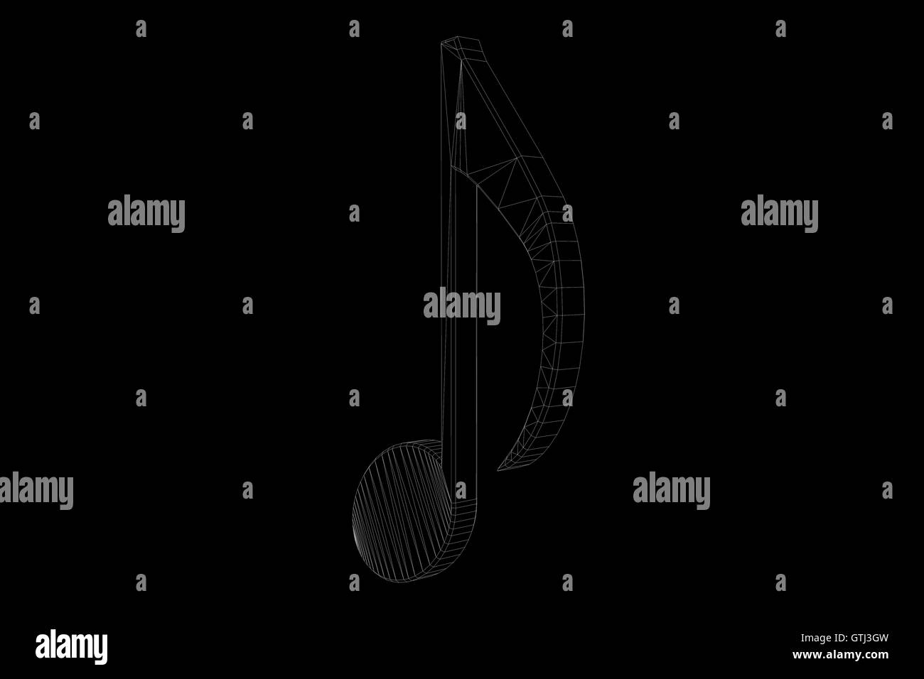 3D Music Note in Wireframe Hologram Style. Nice 3D Rendering Stock ...