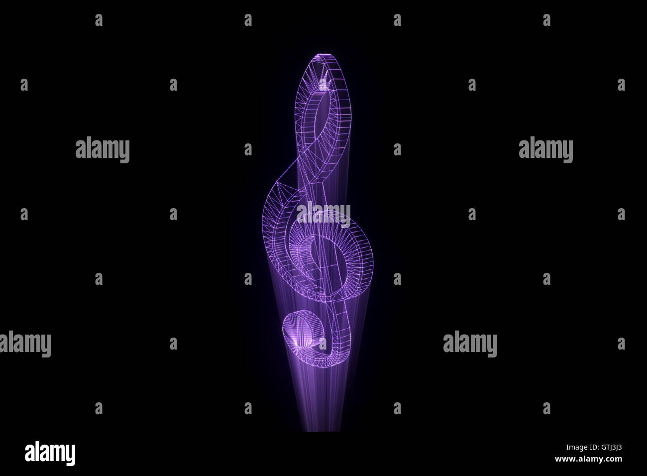 3D Music Note in Wireframe Hologram Style. Nice 3D Rendering Stock ...