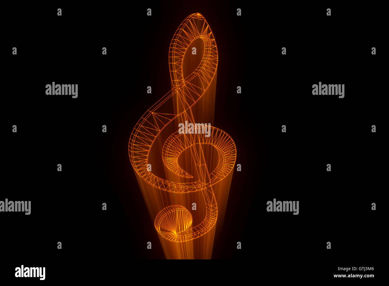 3D Music Note in Wireframe Hologram Style. Nice 3D Rendering Stock ...