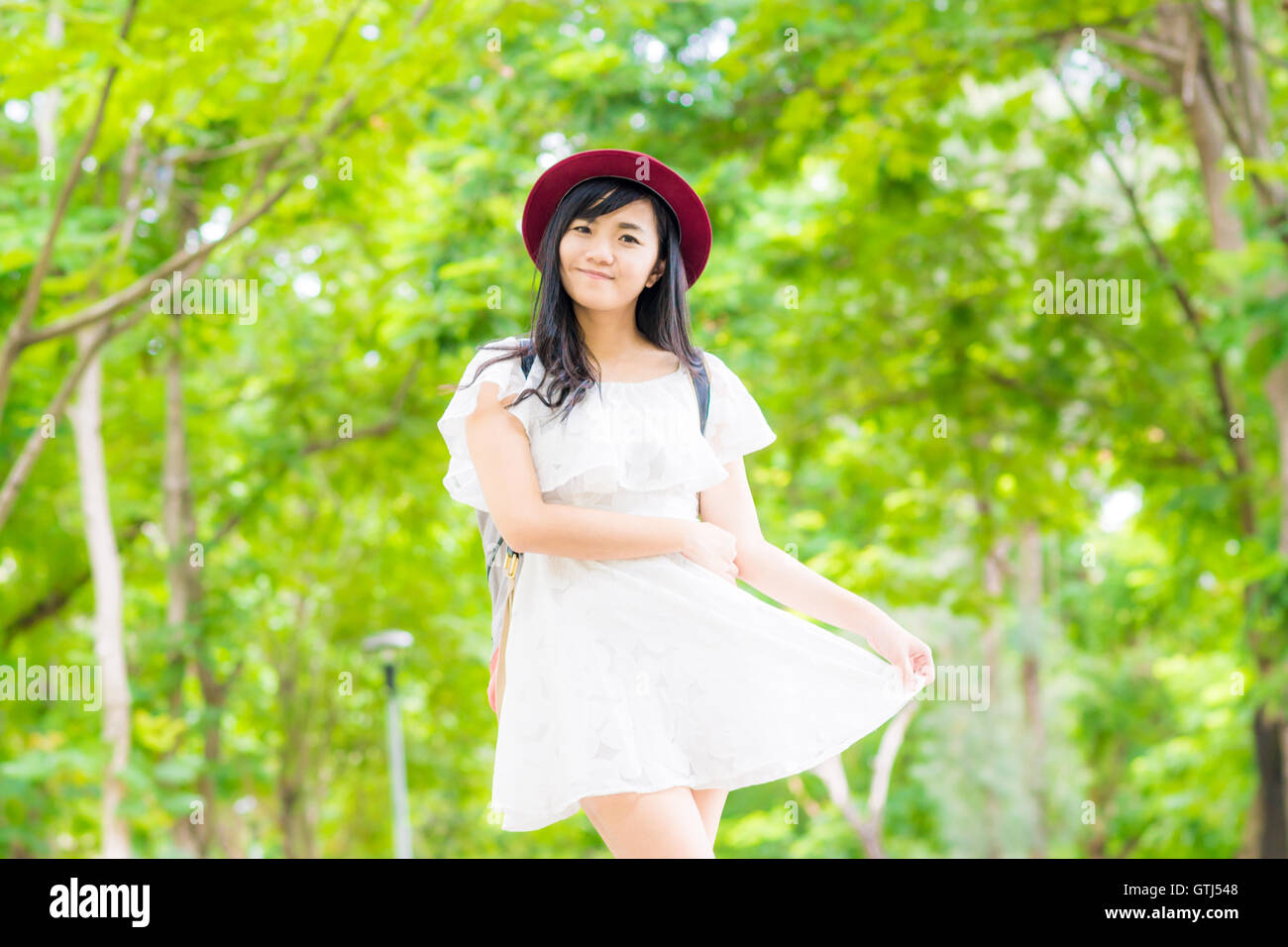 Portrait beautiful asian woman walking in park, Beautiful young woman ...