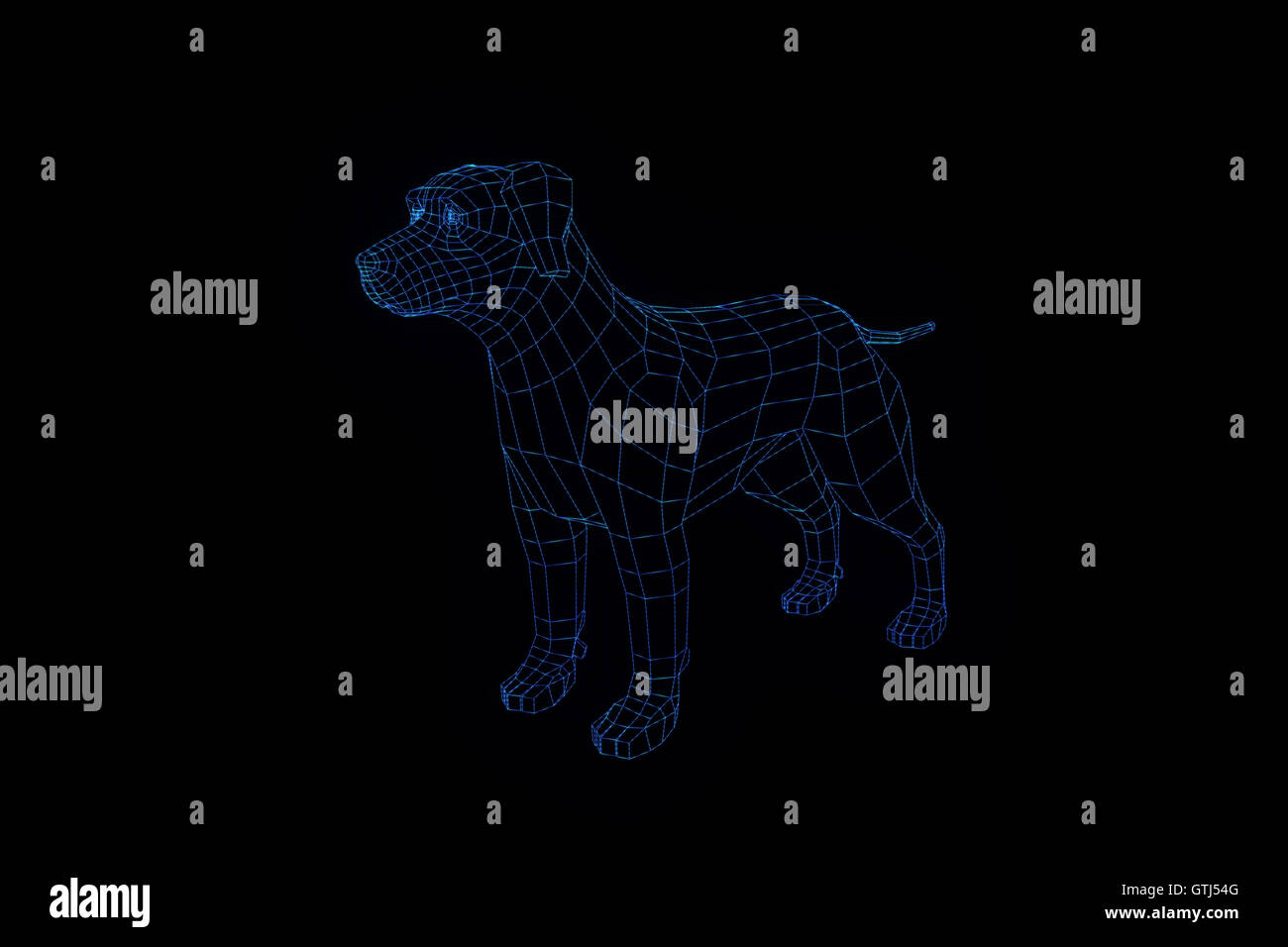 Dog in Hologram Wireframe Style. Nice 3D Rendering Stock Photo - Alamy