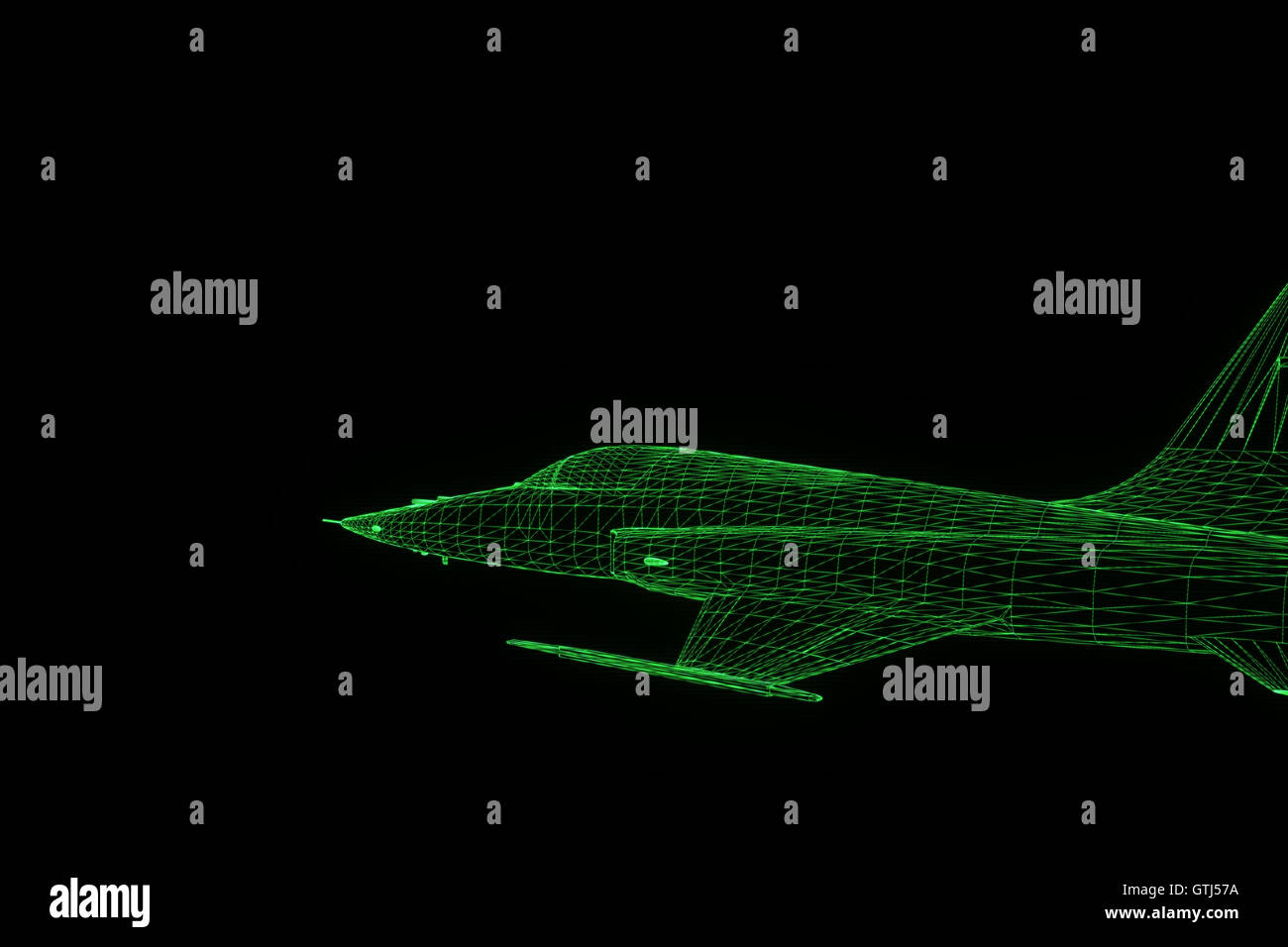 Airplane in Hologram Wireframe Style. Nice 3D Rendering Stock Photo - Alamy