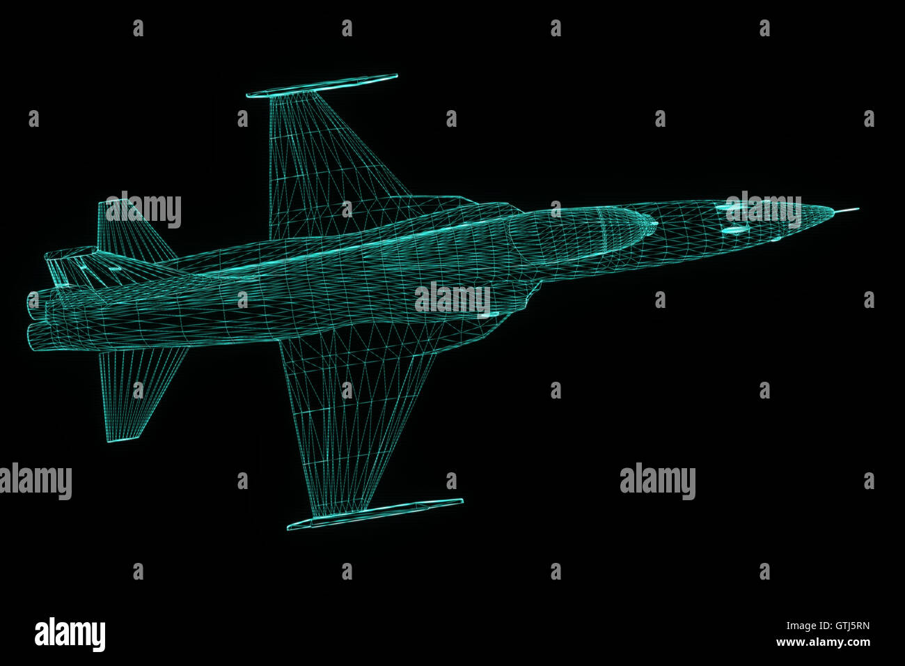 Airplane in Hologram Wireframe Style. Nice 3D Rendering Stock Photo - Alamy