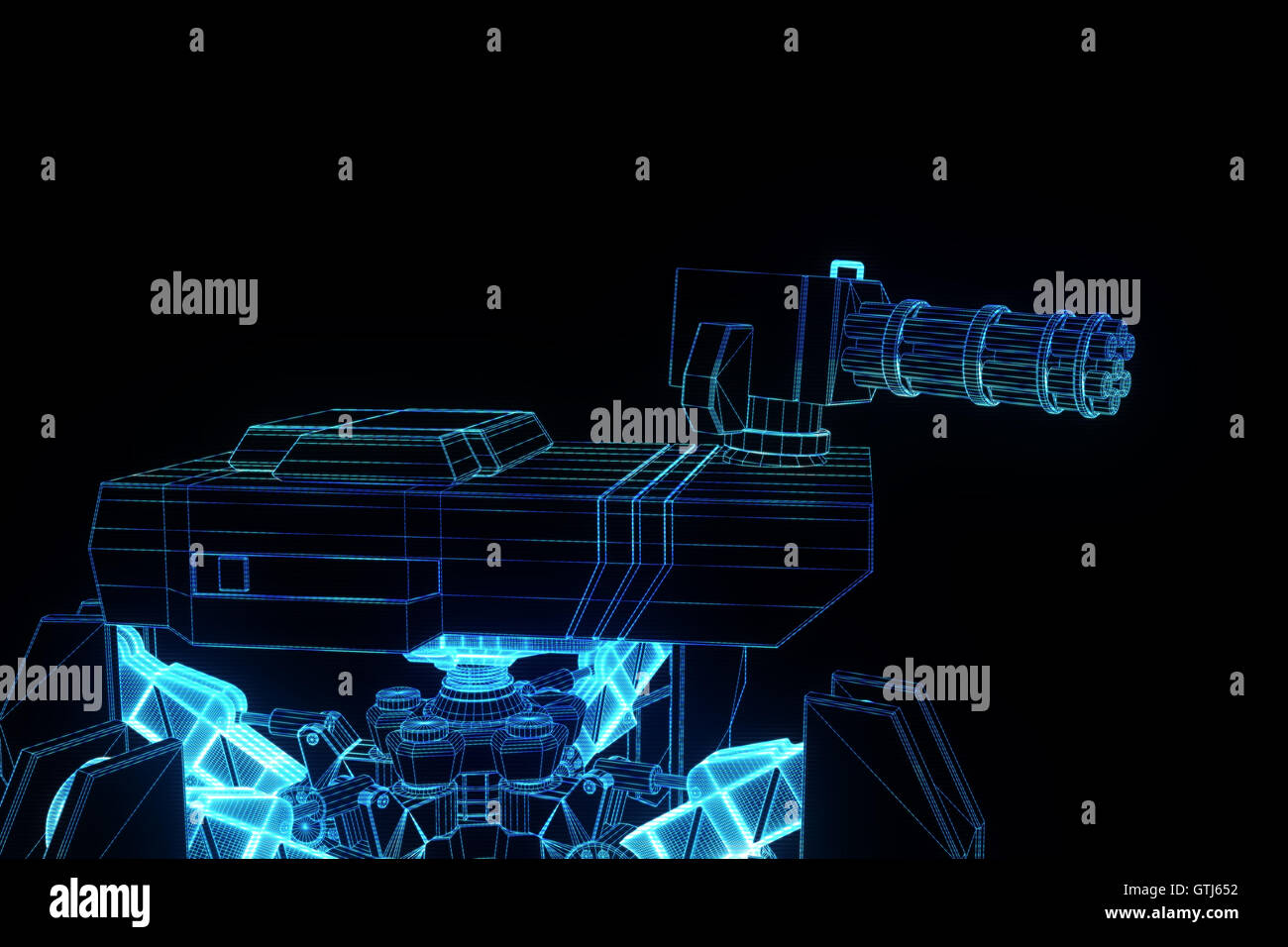 3D Tank Hologram Wireframe in Motion. Nice 3D Rendering Stock Photo - Alamy