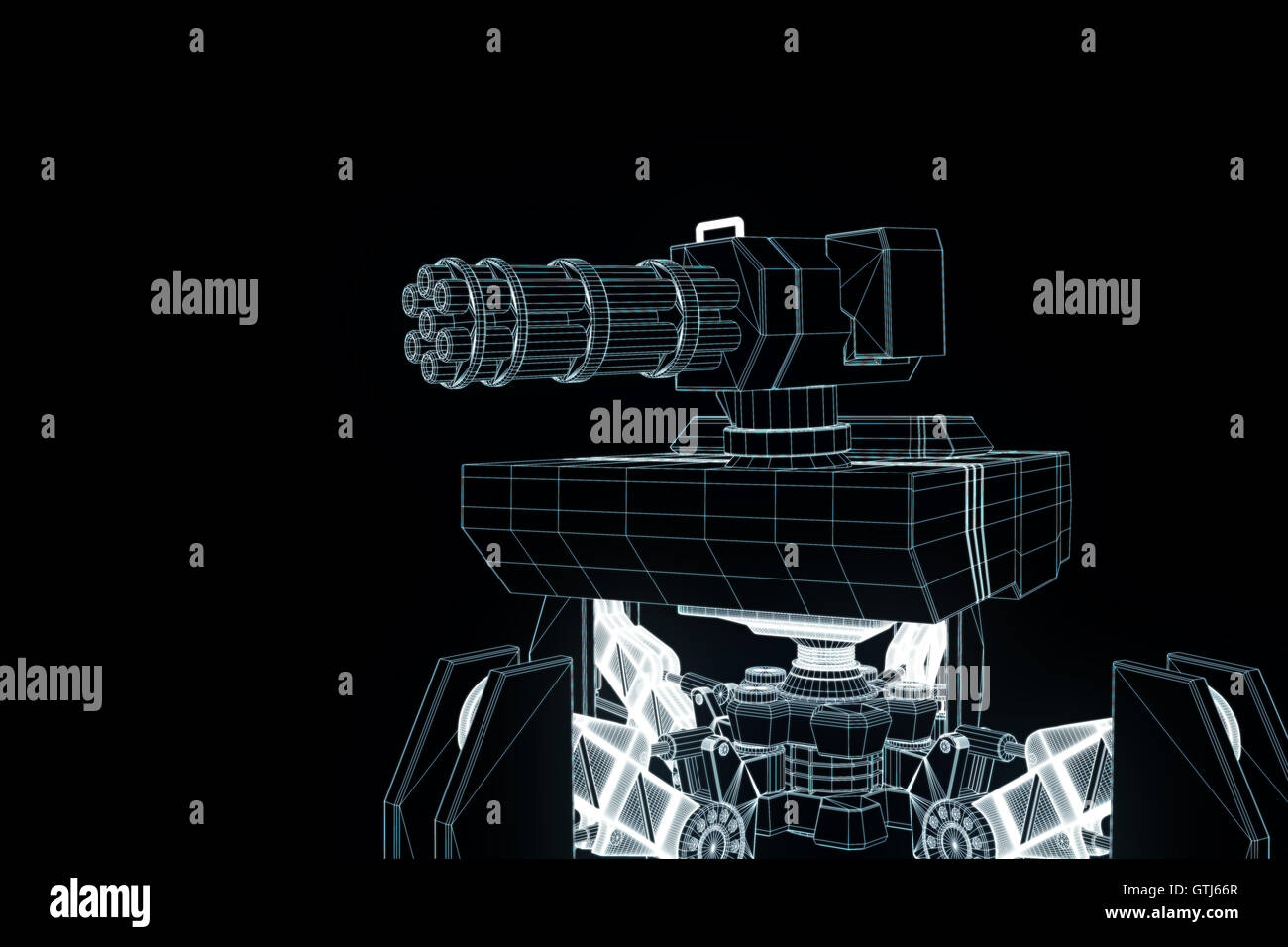 3D Tank Hologram Wireframe in Motion. Nice 3D Rendering Stock Photo - Alamy