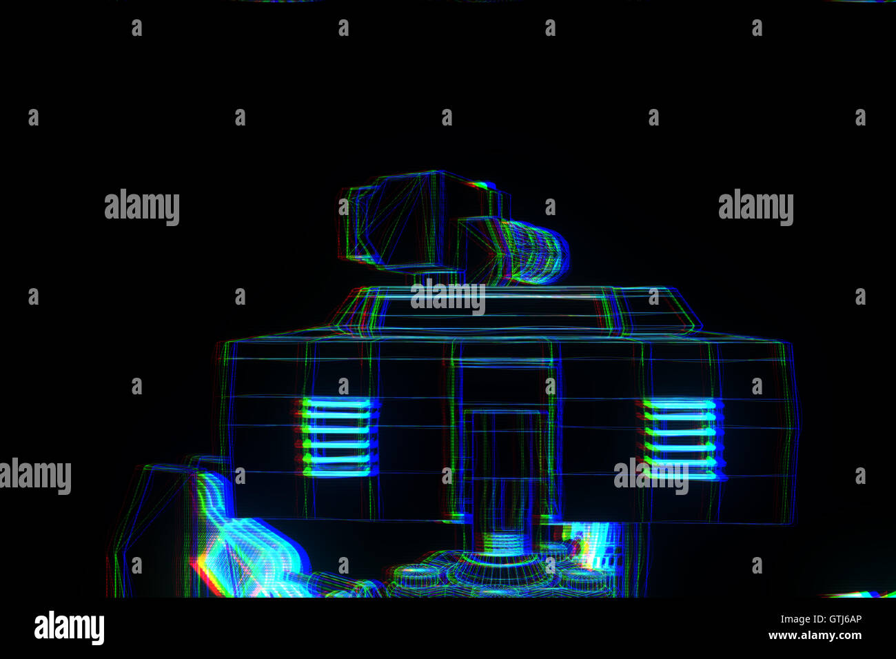 3D Tank Hologram Wireframe in Motion. Nice 3D Rendering Stock Photo - Alamy